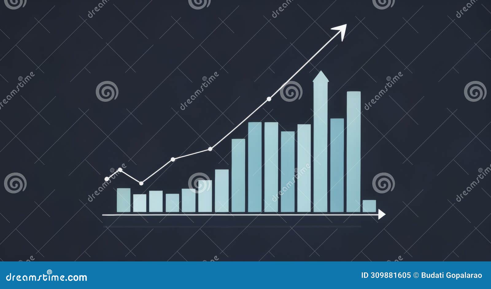 Growth Trend - Rising Bar Graph with Arrow Stock Illustration ...