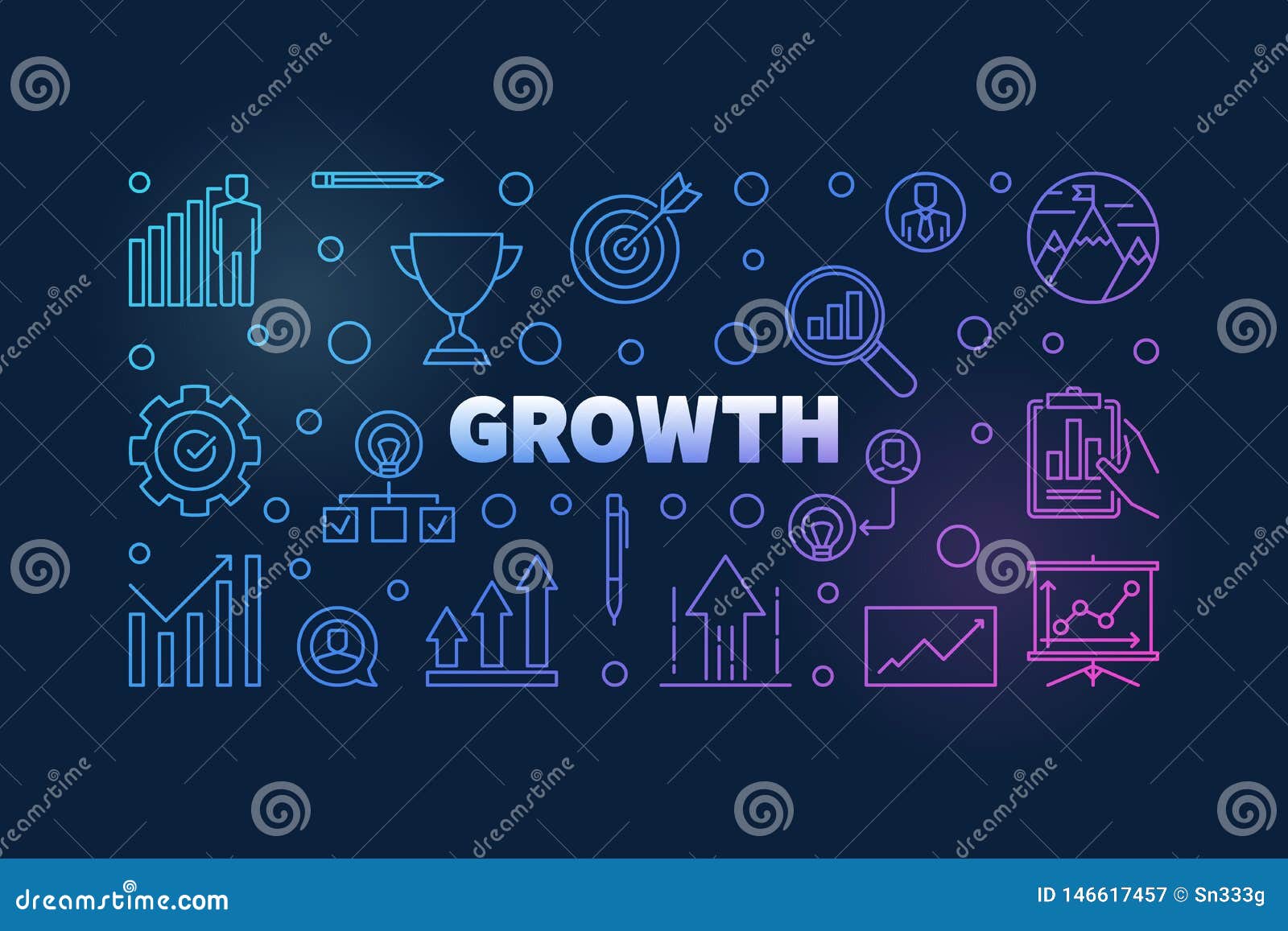 Growth Vector Colored Thin Line Illustration or Banner Stock Vector ...
