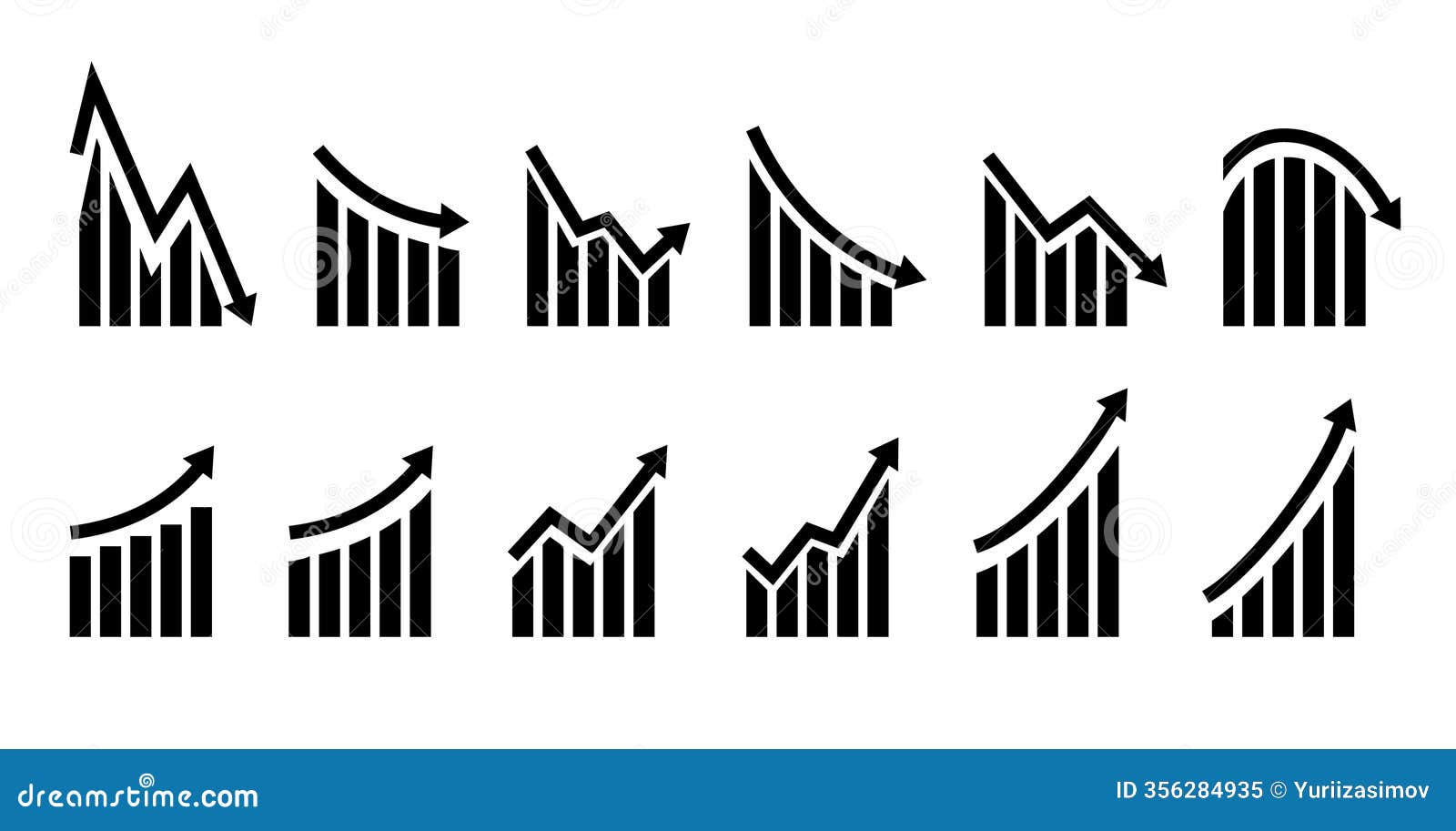 Growth Vector Icon. Graph or Diagram with Arrow Going Up and Down Stock ...