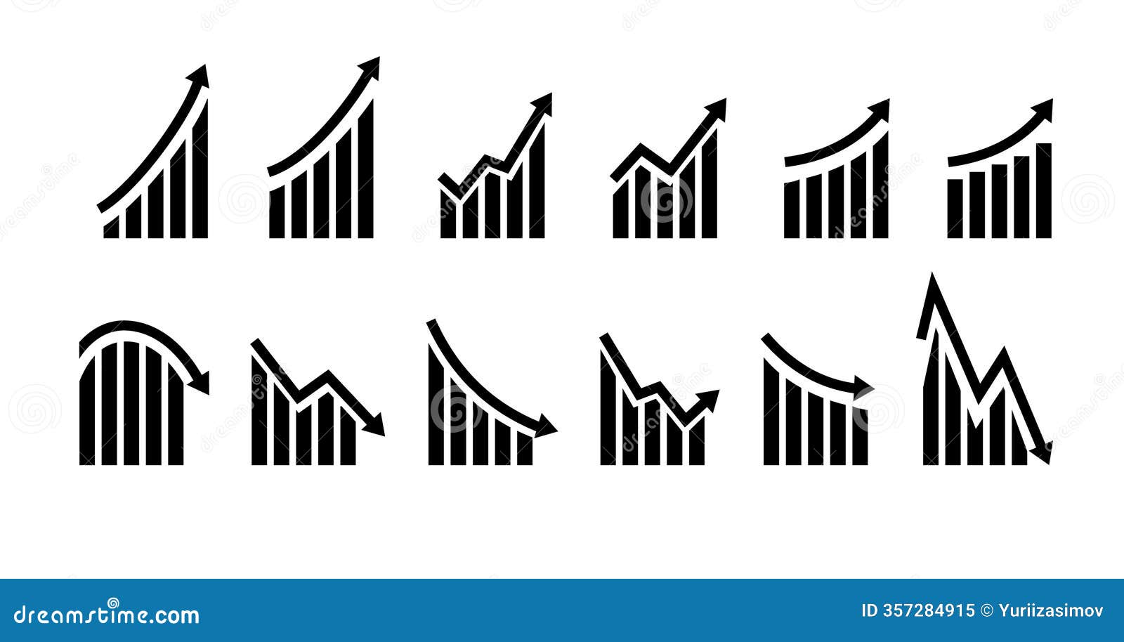Growth Vector Icon. Graph or Diagram with Arrow Going Up and Down Stock ...