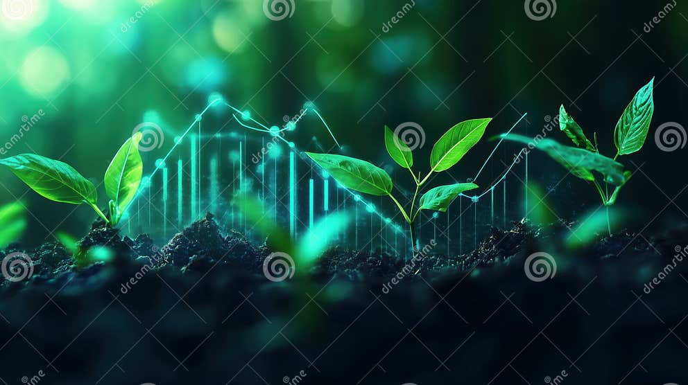 Growth Visualization with Plants and Data Graphs Stock Image - Image of ...