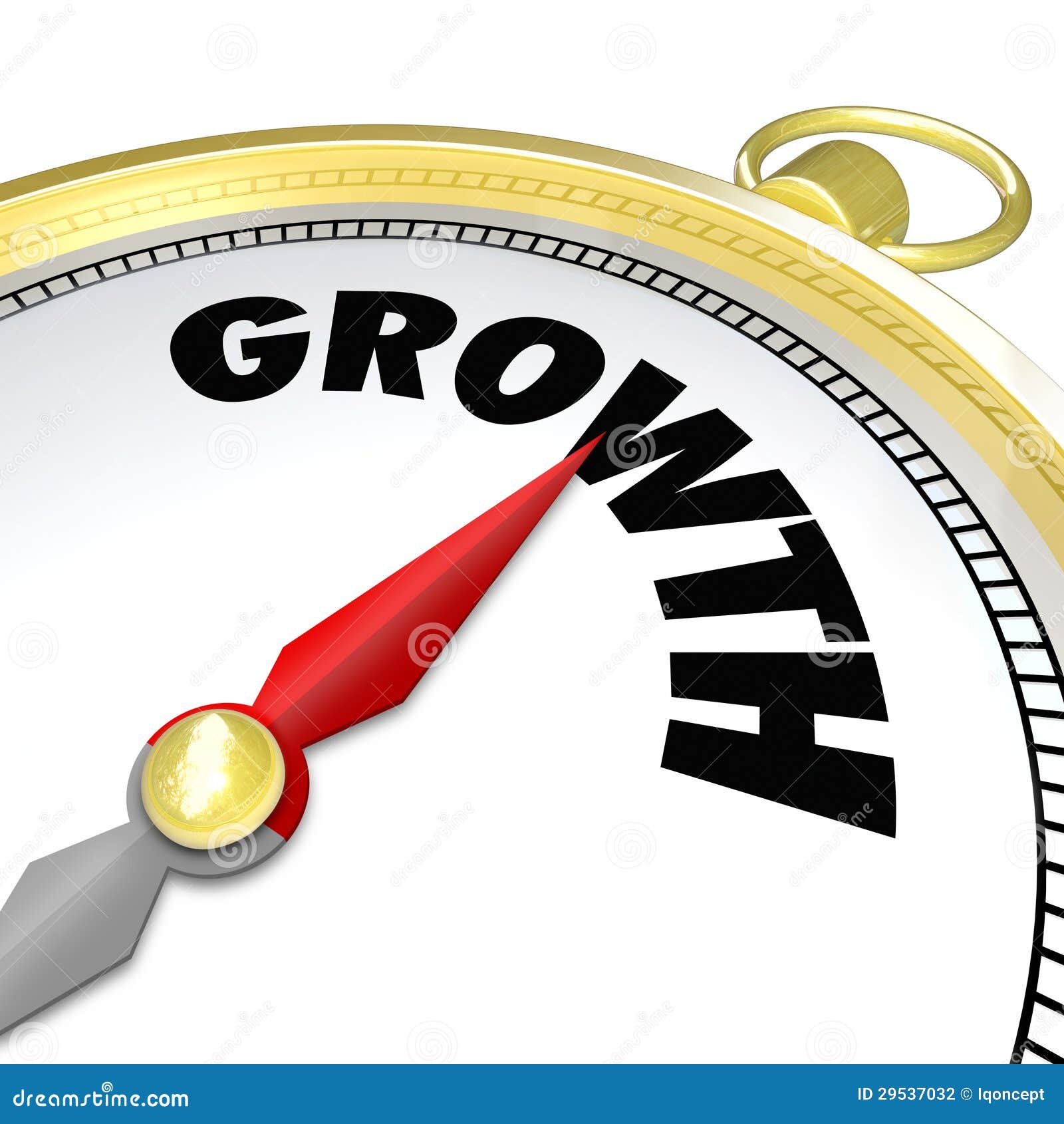 Growth Word Gold Compass Arrow Pointing To Word Stock Illustration ...