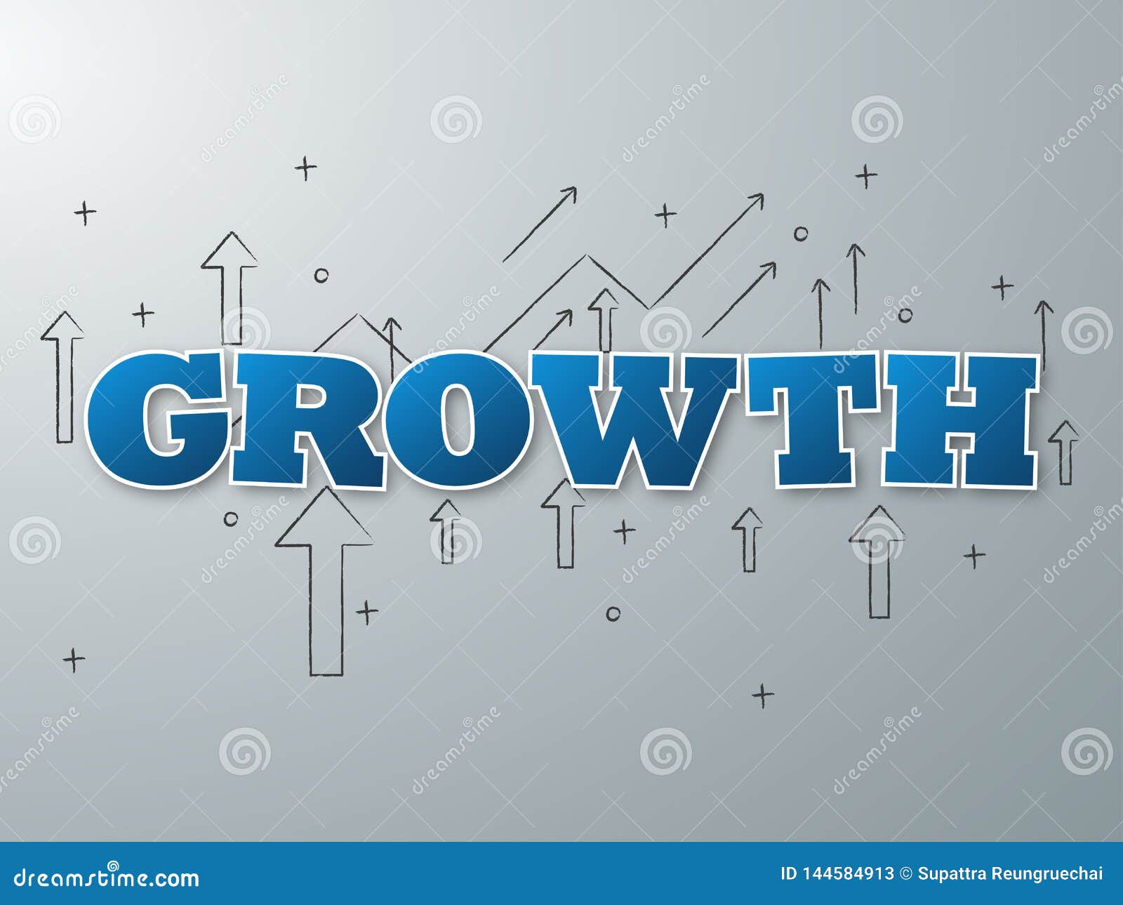 Growth Blue Word on Light Background. Vector Illustration Stock Vector ...