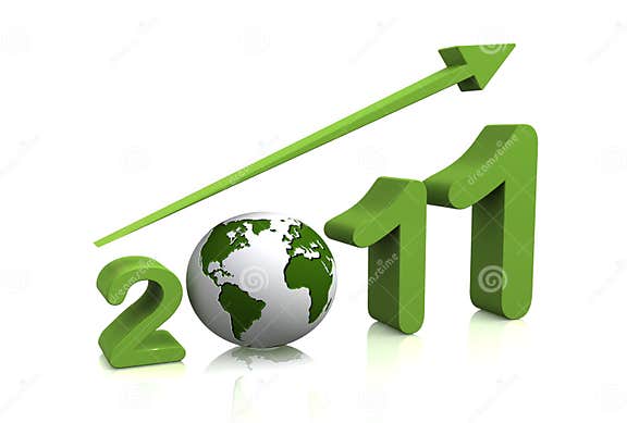 Growth of Year 2011 with 3D Globe Stock Illustration - Illustration of ...