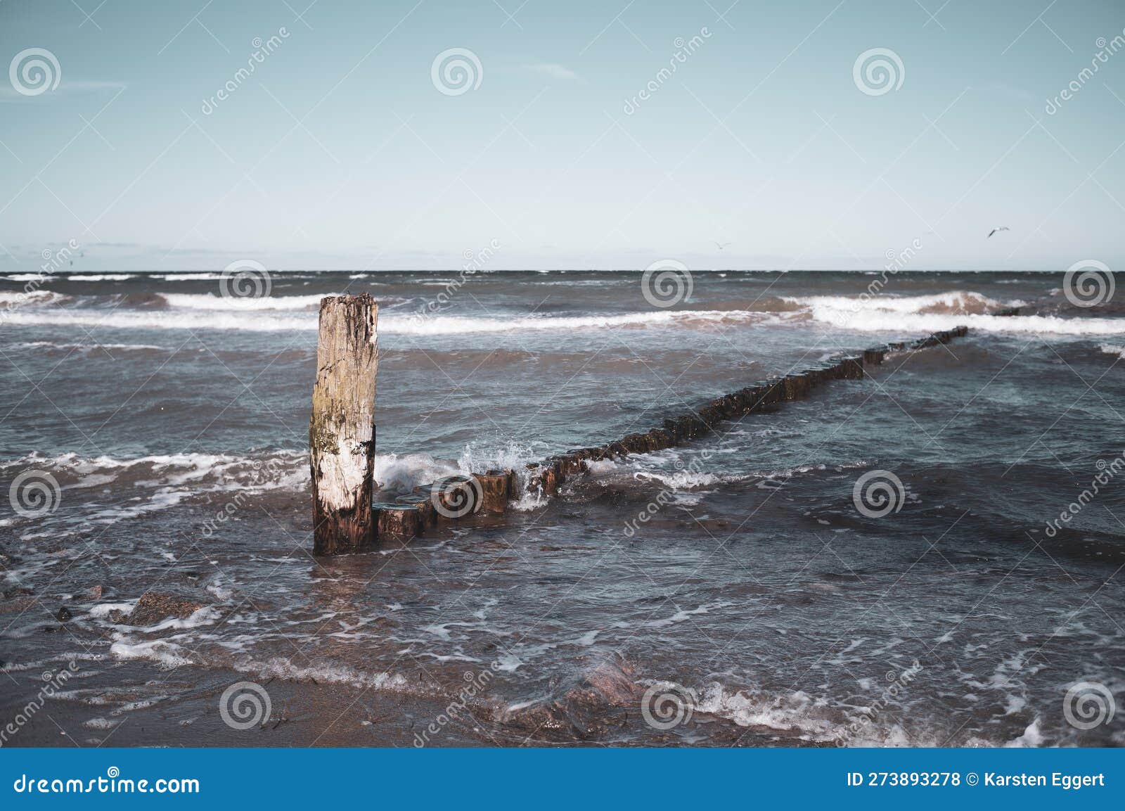 The Groynes in the Baltic Sea are Washed Over by Waves Stock Photo ...