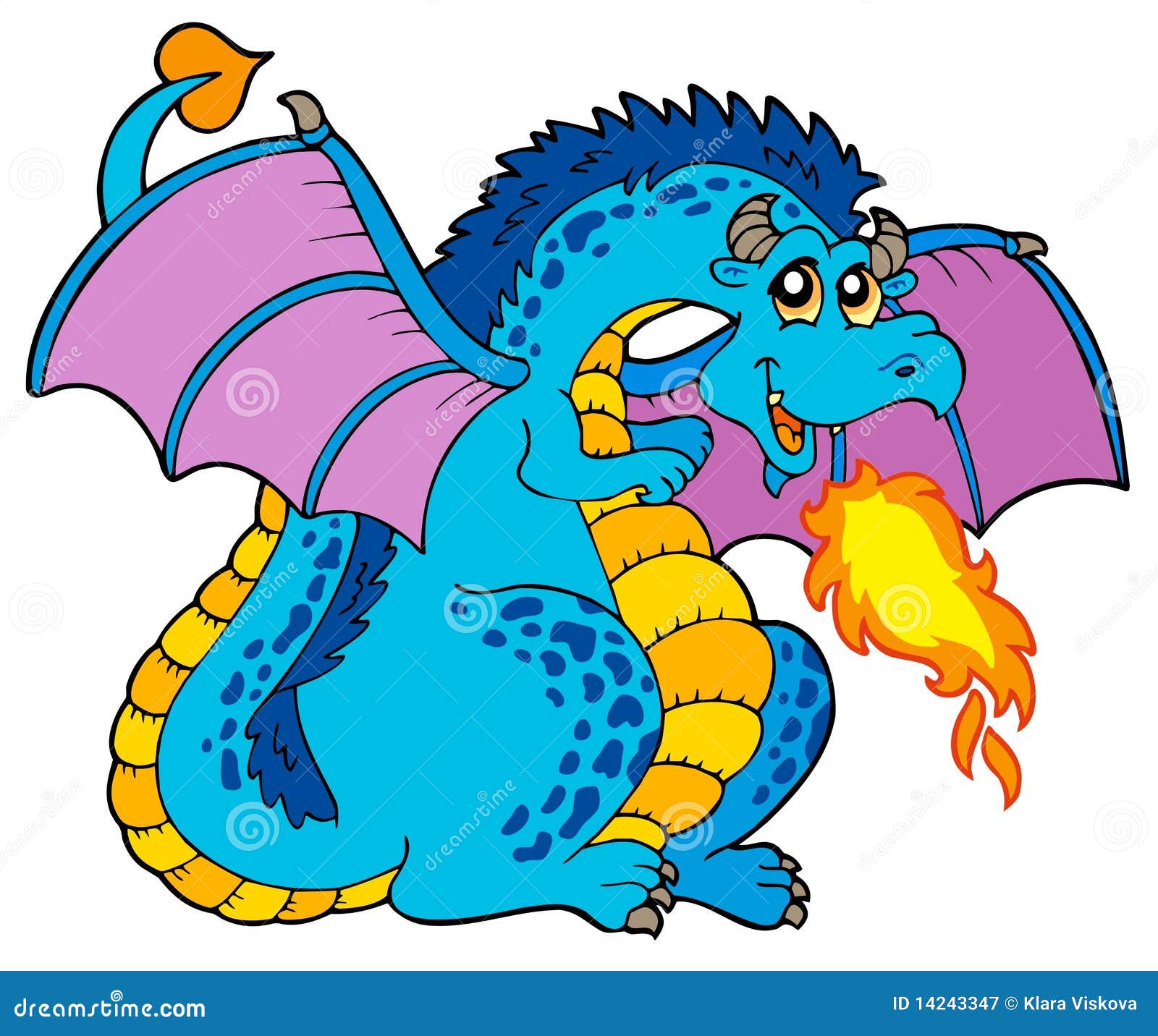 Großer blauer Feuerdrache vektor abbildung. Illustration von atem - 14243347