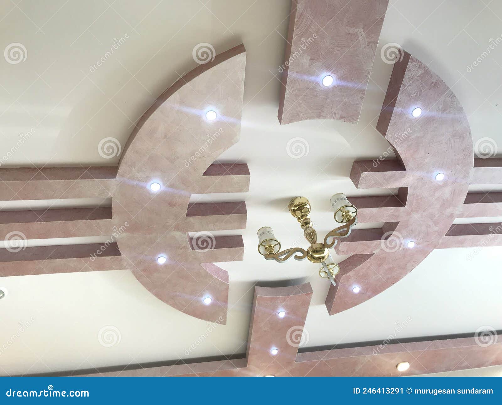 Gypsum False Ceiling Design With Golden Metal Color Decorative Roof ...