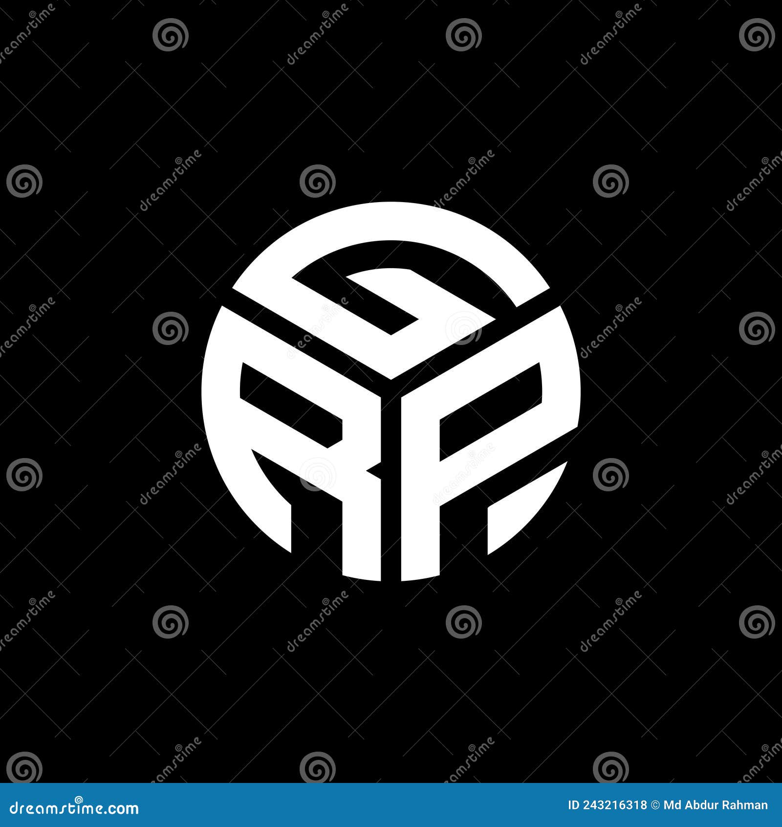 GRP Letter Logo Design on Black Background. GRP Creative Initials ...