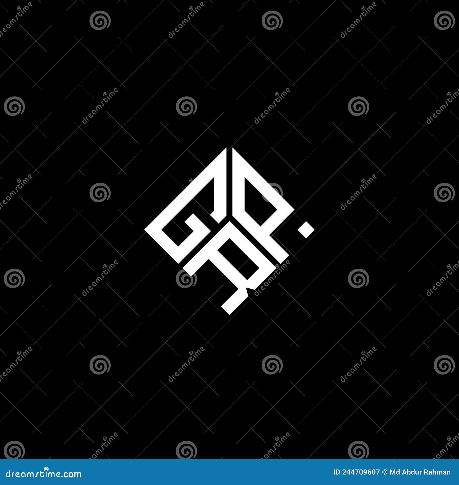 GRP Letter Logo Design on Black Background. GRP Creative Initials ...