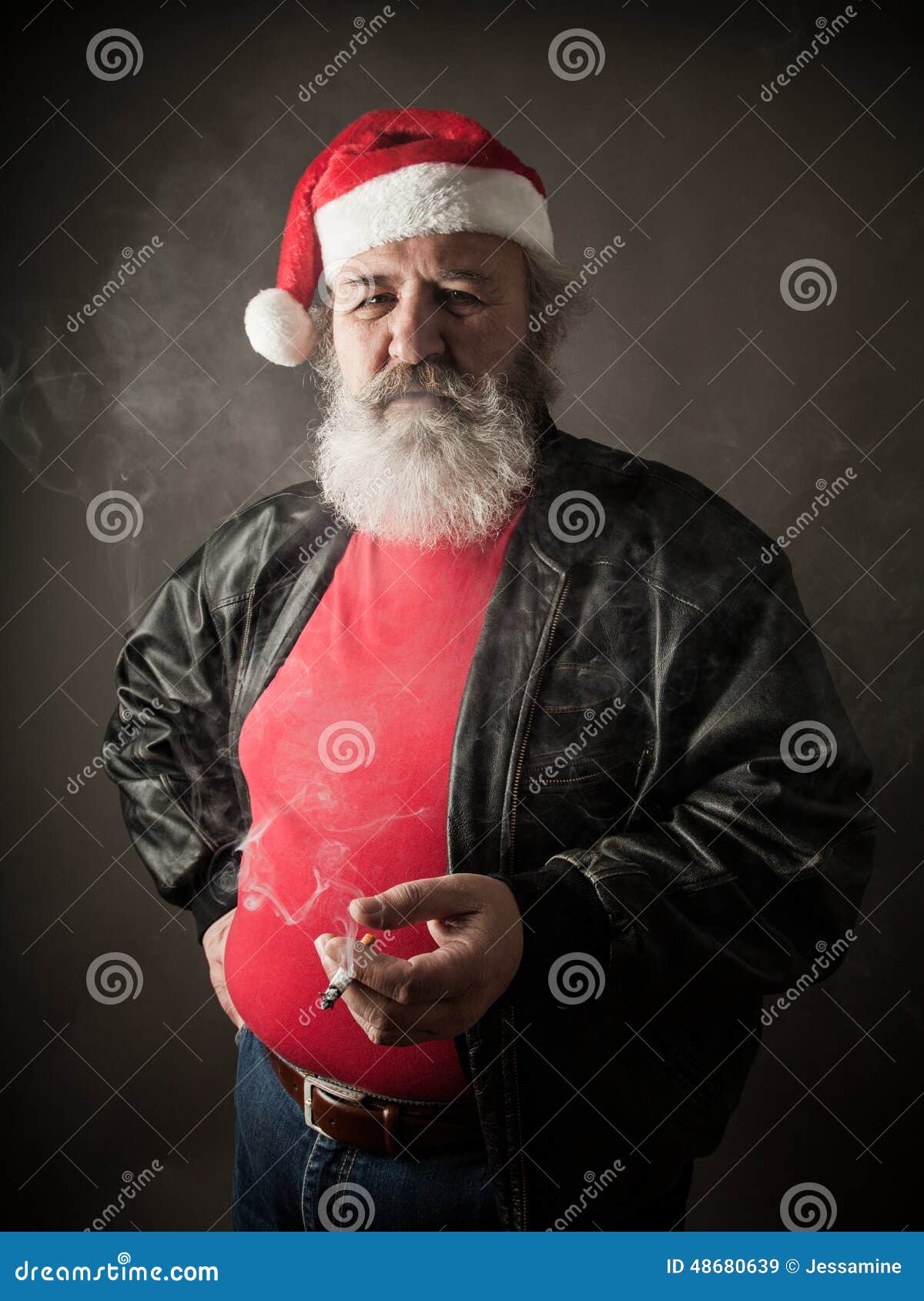 Grumpy badass Santa Claus stock image. Image of belly - 48680639