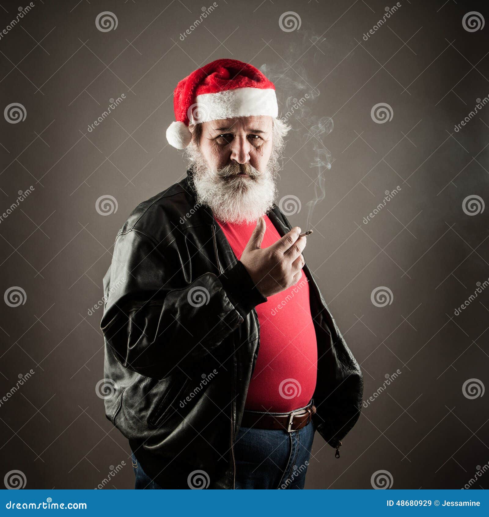 Grumpy badass Santa Claus stock image. Image of shot - 48680929