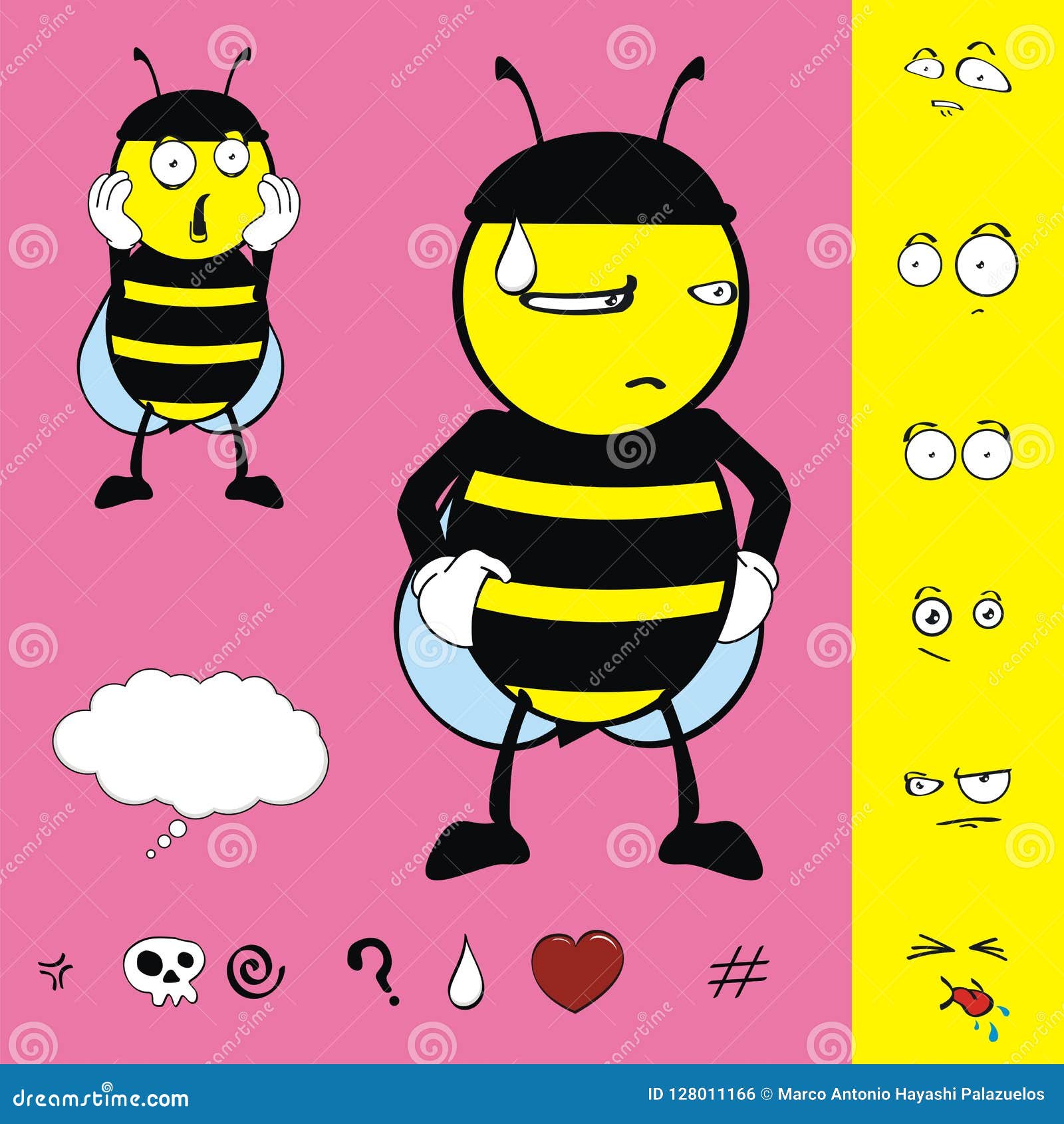 Grumpy Bee Cartoon Expressions Collection 1 Stock Vector - Illustration ...