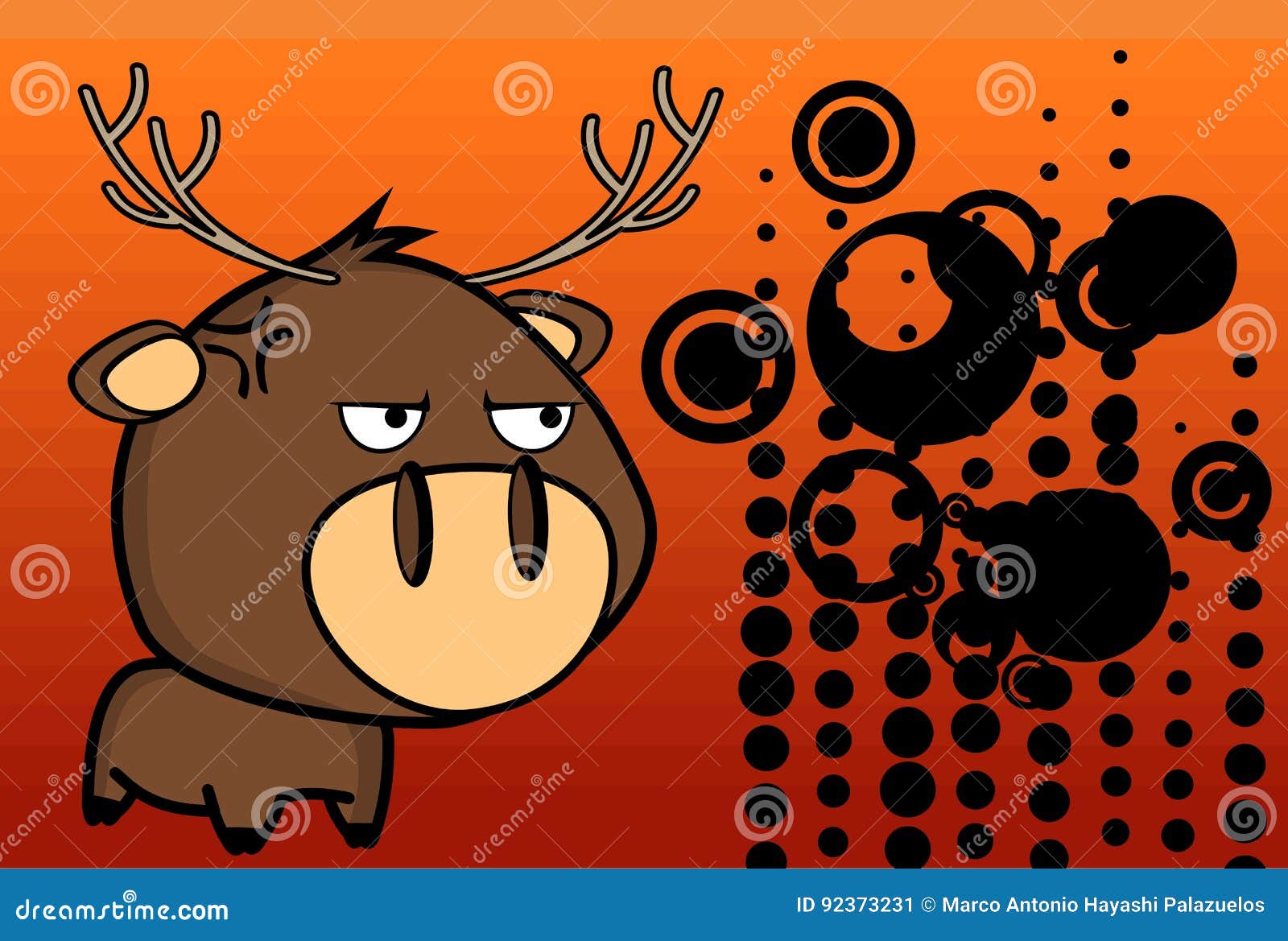 Grumpy Big Head Deer Expressions Background Stock Vector - Illustration ...