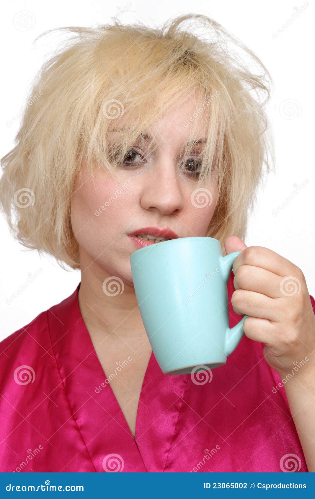 Grumpy Blonde Drinking Coffee (2) Royalty-Free Stock Photography ...