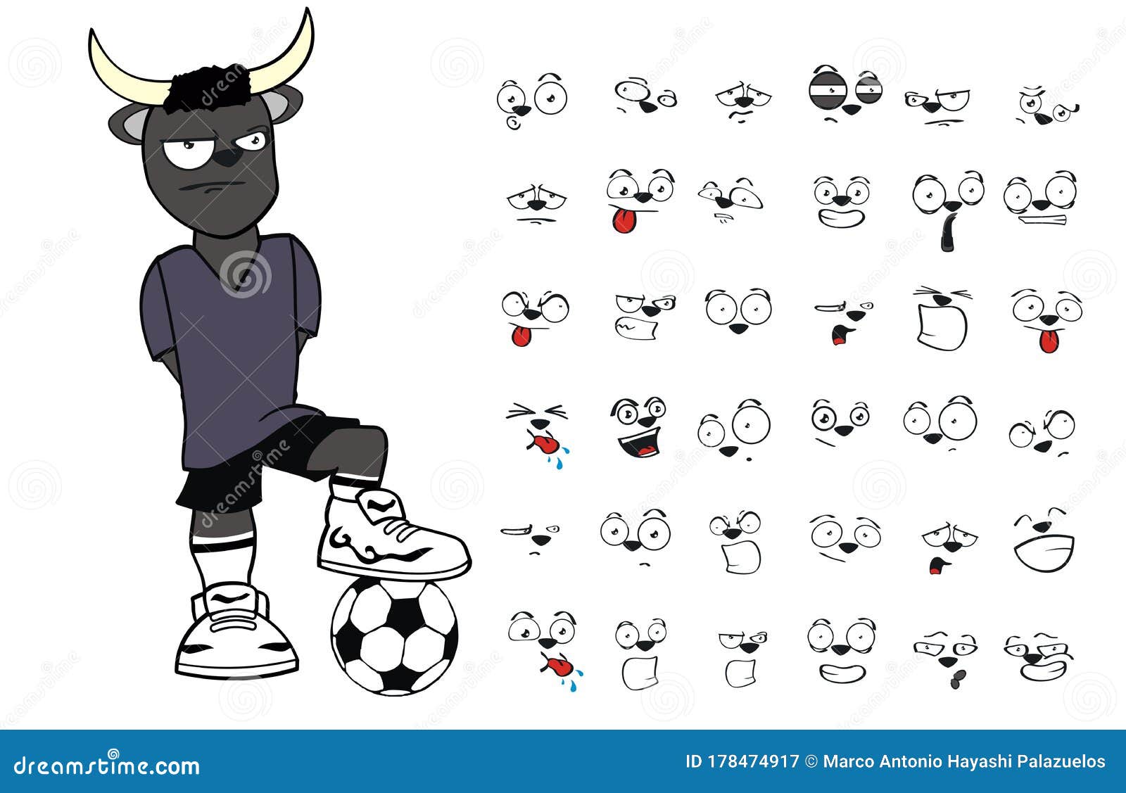 Grumpy Bull Cartoon Expressions Set Collection Stock Vector ...