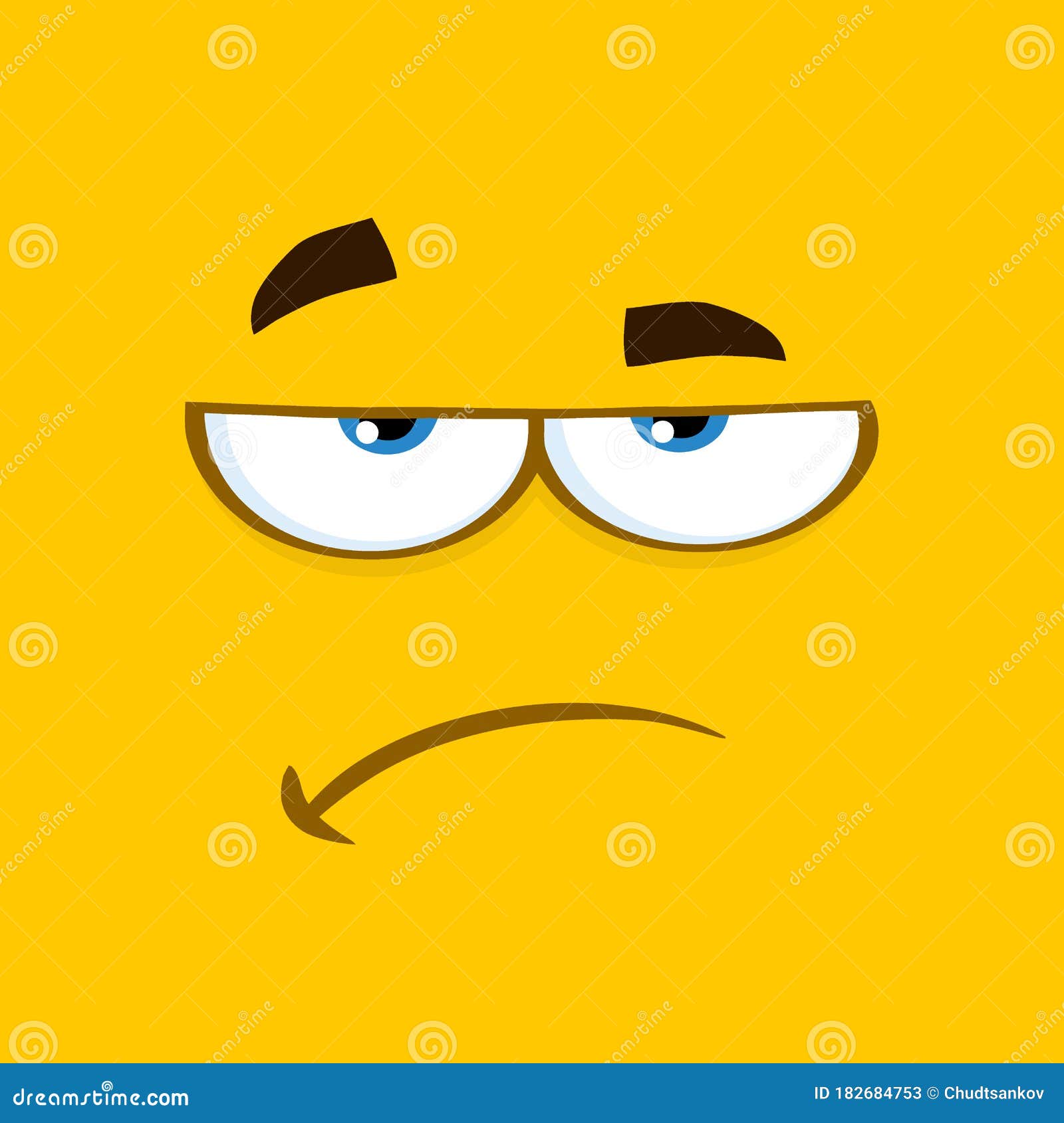 Grumpy Cartoon Square Emoticons with Sadness Expression Stock Vector ...