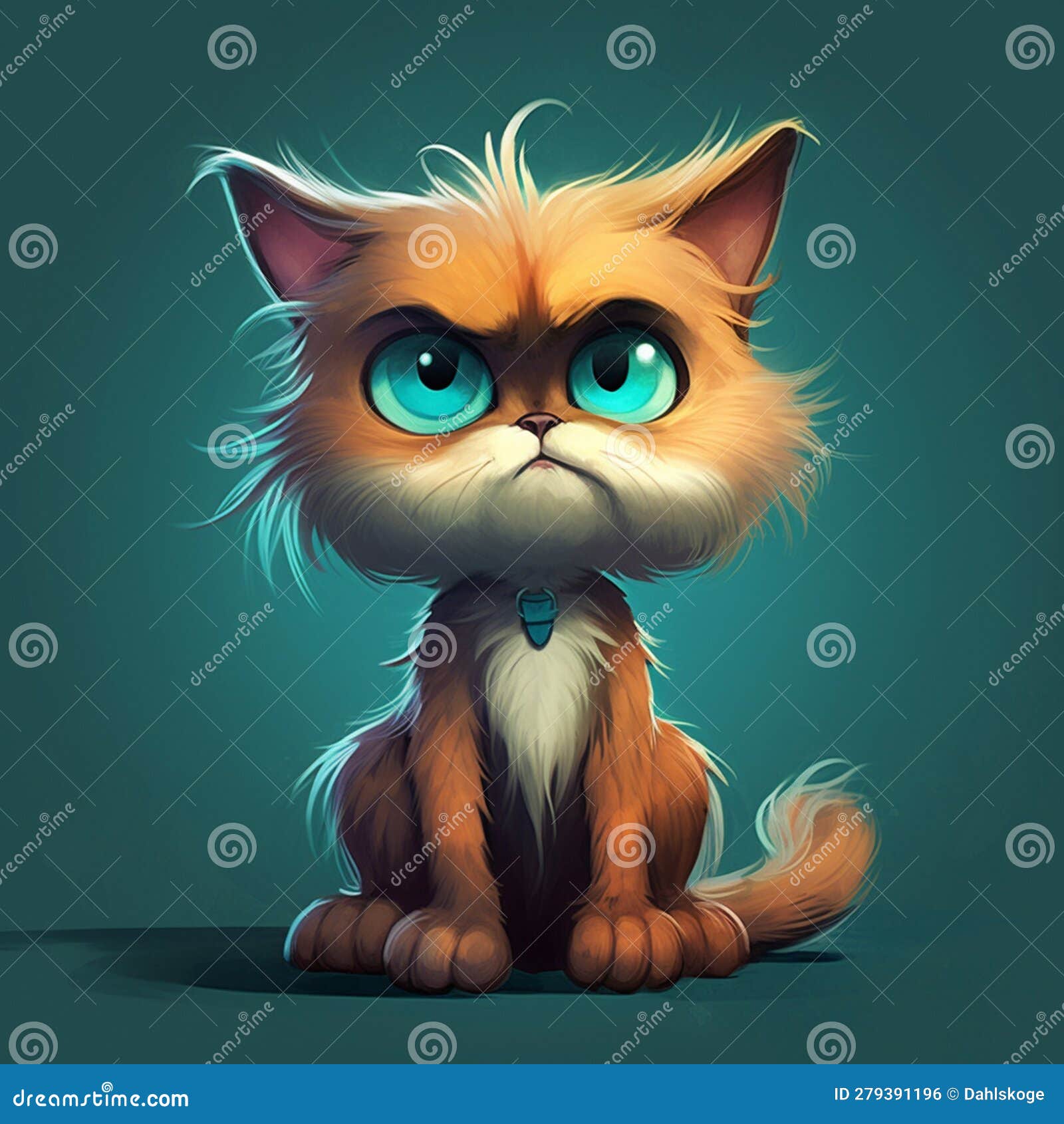 Grumpy Cat On Blue Background Royalty-Free Cartoon | CartoonDealer.com ...