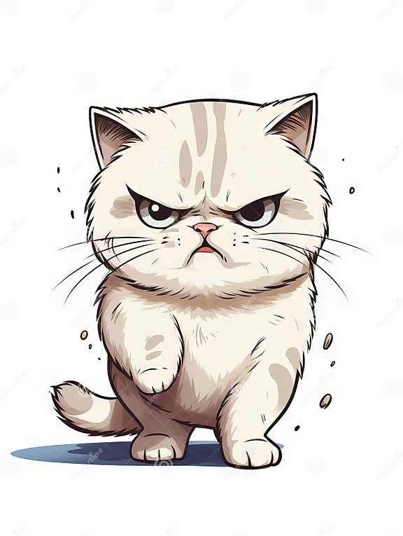 Grumpy Cat on White with Copy Space Stock Illustration - Illustration ...