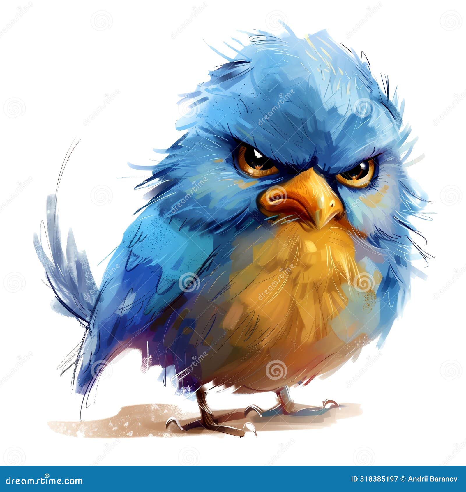 Grumpy Cute Bird. Sticker Clipart. AI Generated Stock Illustration ...