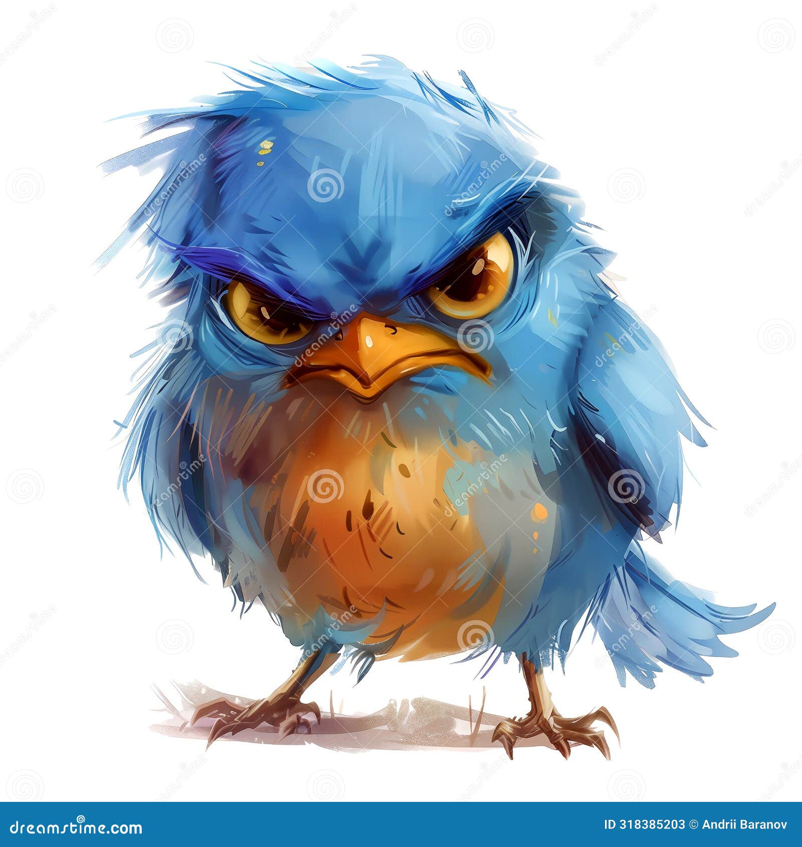 Grumpy Cute Bird. Sticker Clipart. AI Generated Stock Illustration ...