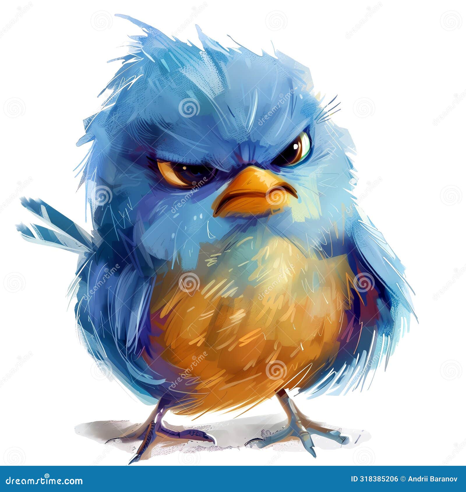 Grumpy Cute Bird. Sticker Clipart. AI Generated Stock Illustration ...