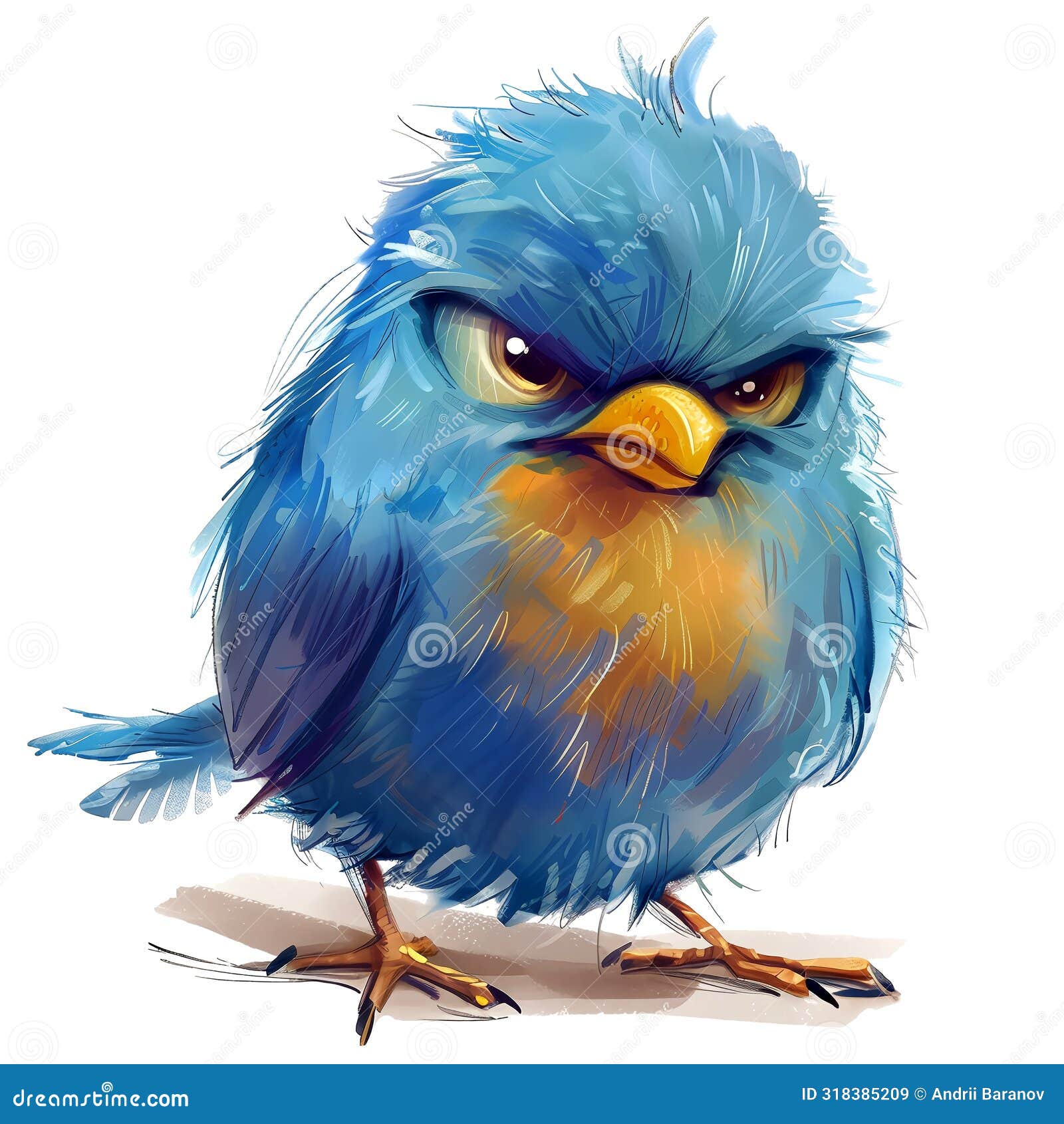 Grumpy Cute Bird. Sticker Clipart. AI Generated Stock Illustration ...