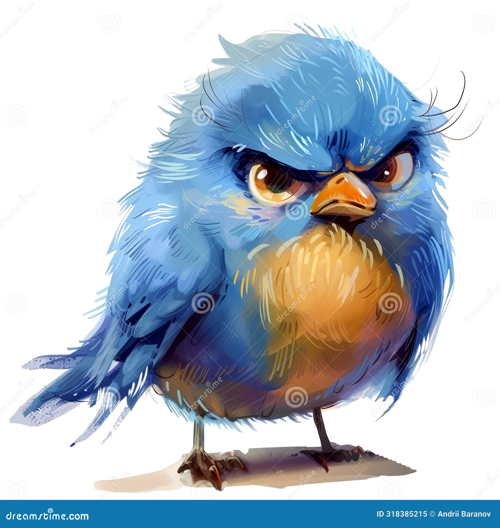 Grumpy Cute Bird. Sticker Clipart. AI Generated Stock Illustration ...