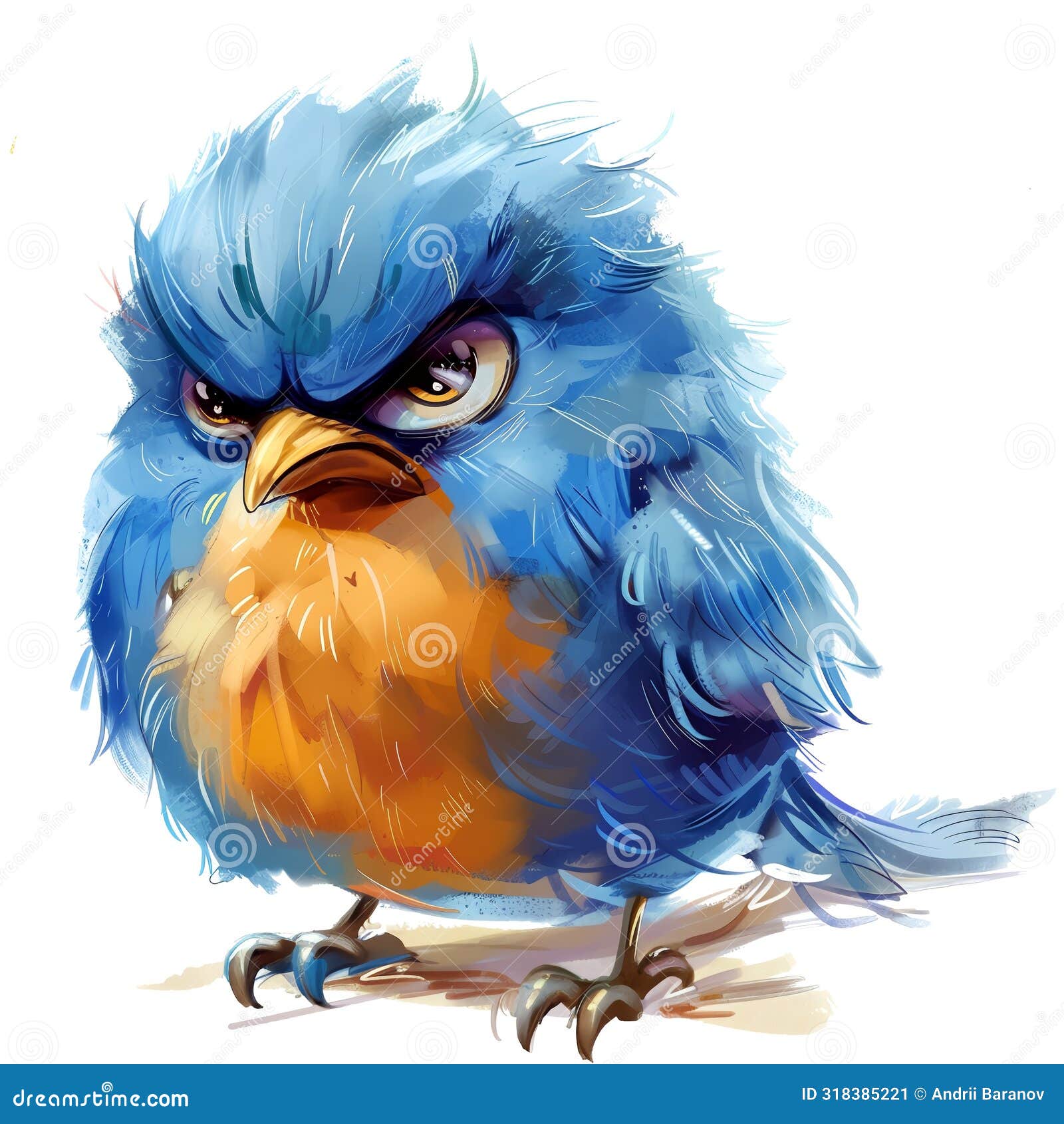 Grumpy Cute Bird. Sticker Clipart. AI Generated Stock Illustration ...
