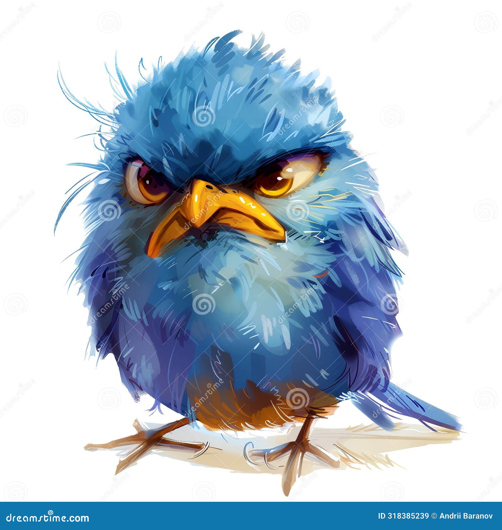 Grumpy Cute Bird. Sticker Clipart. AI Generated Stock Illustration ...