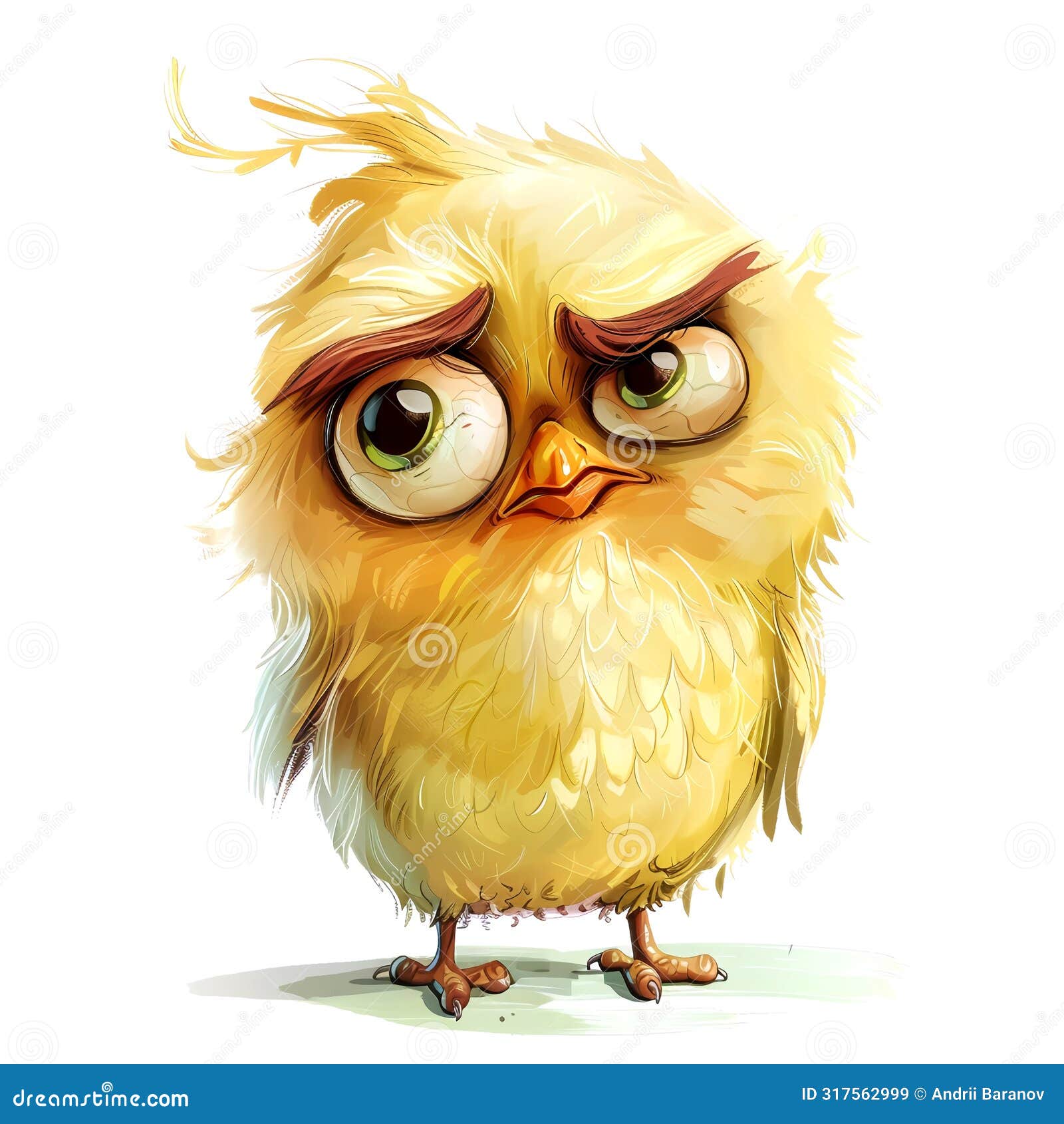 Grumpy Cute Bird. Sticker Clipart. AI Generated Stock Illustration ...