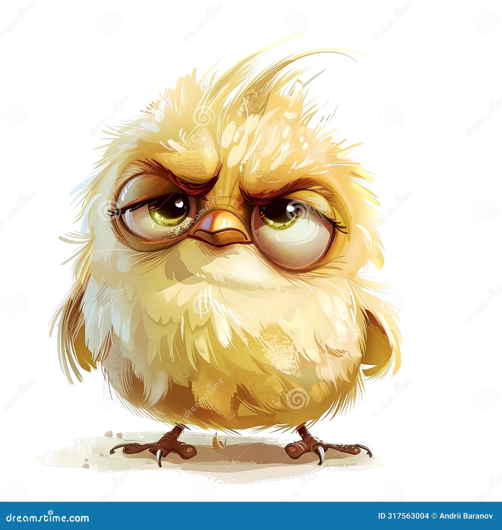 Grumpy Cute Bird. Sticker Clipart. AI Generated Stock Illustration ...