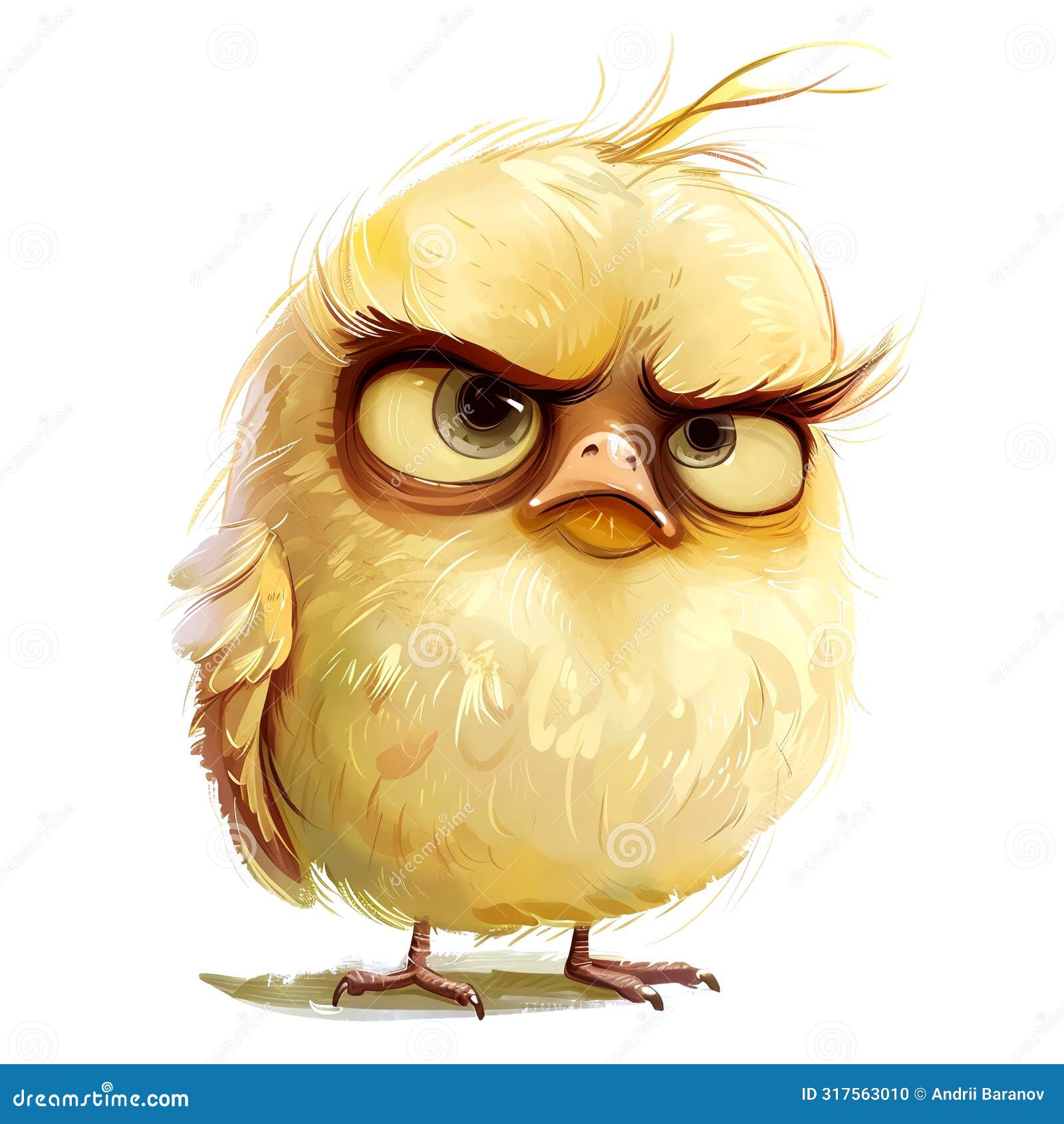 Grumpy Cute Bird. Sticker Clipart. AI Generated Stock Illustration ...