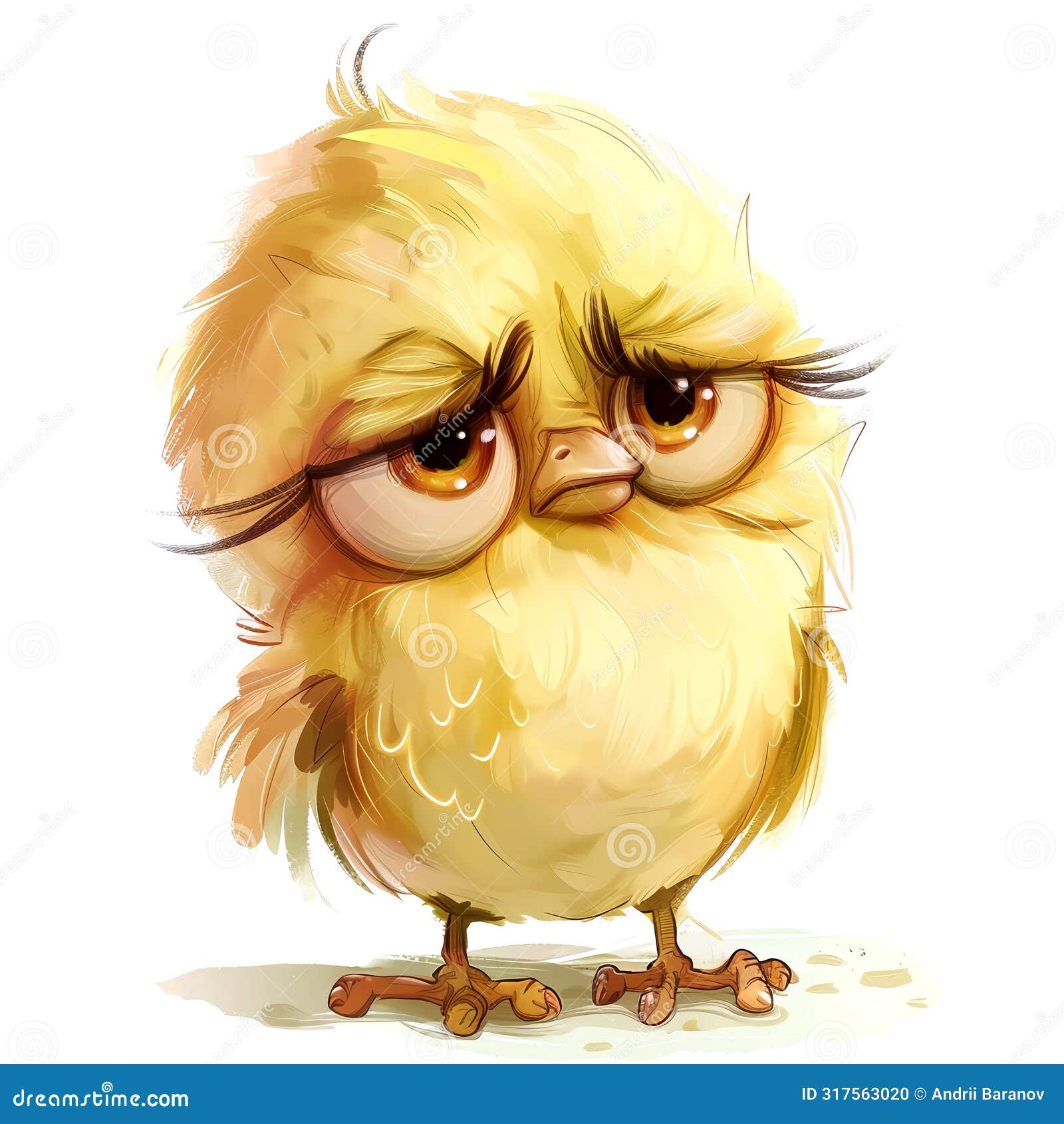 Grumpy Cute Bird. Sticker Clipart. AI Generated Stock Illustration ...
