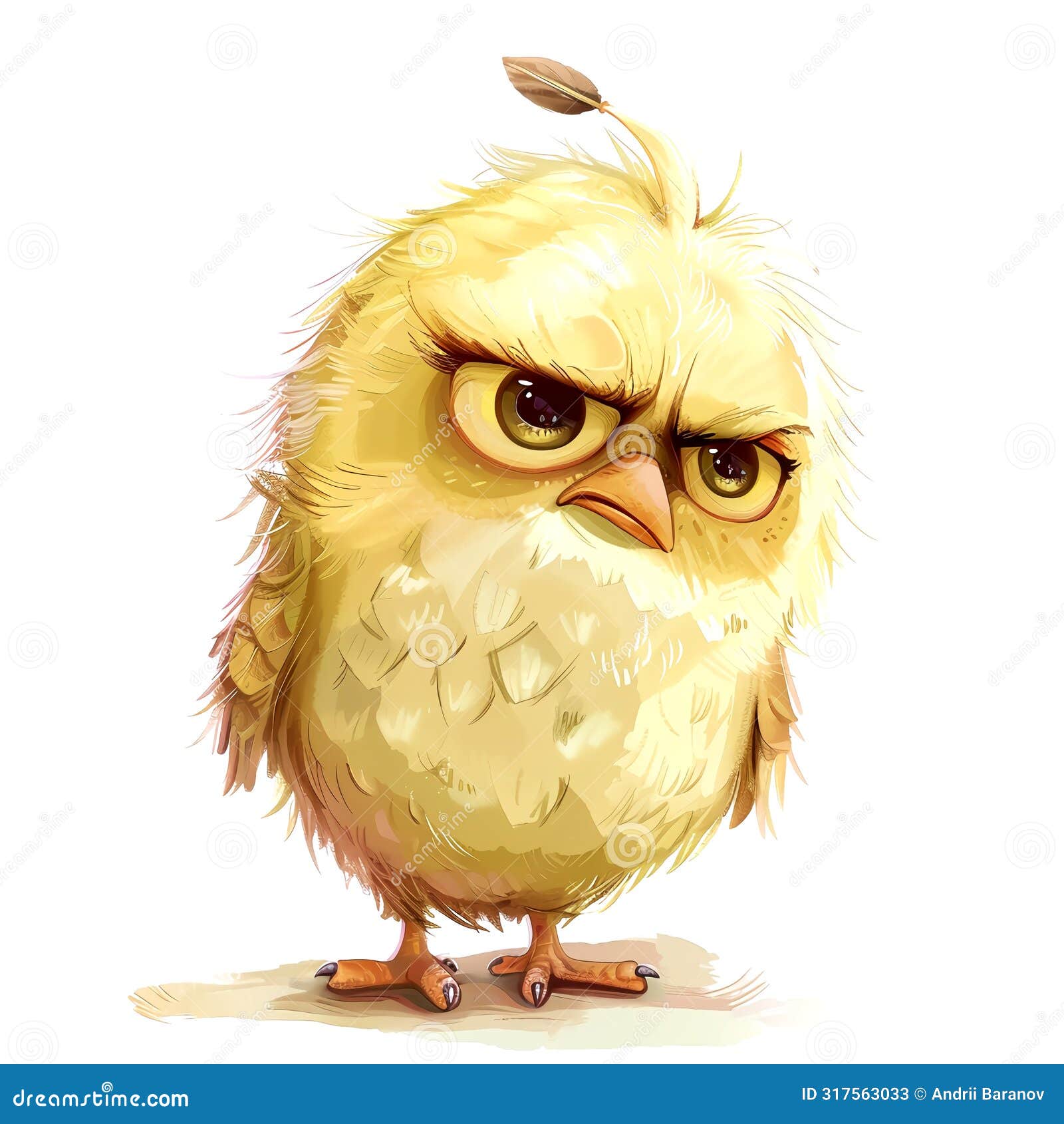 Grumpy Cute Bird. Sticker Clipart. AI Generated Stock Illustration ...