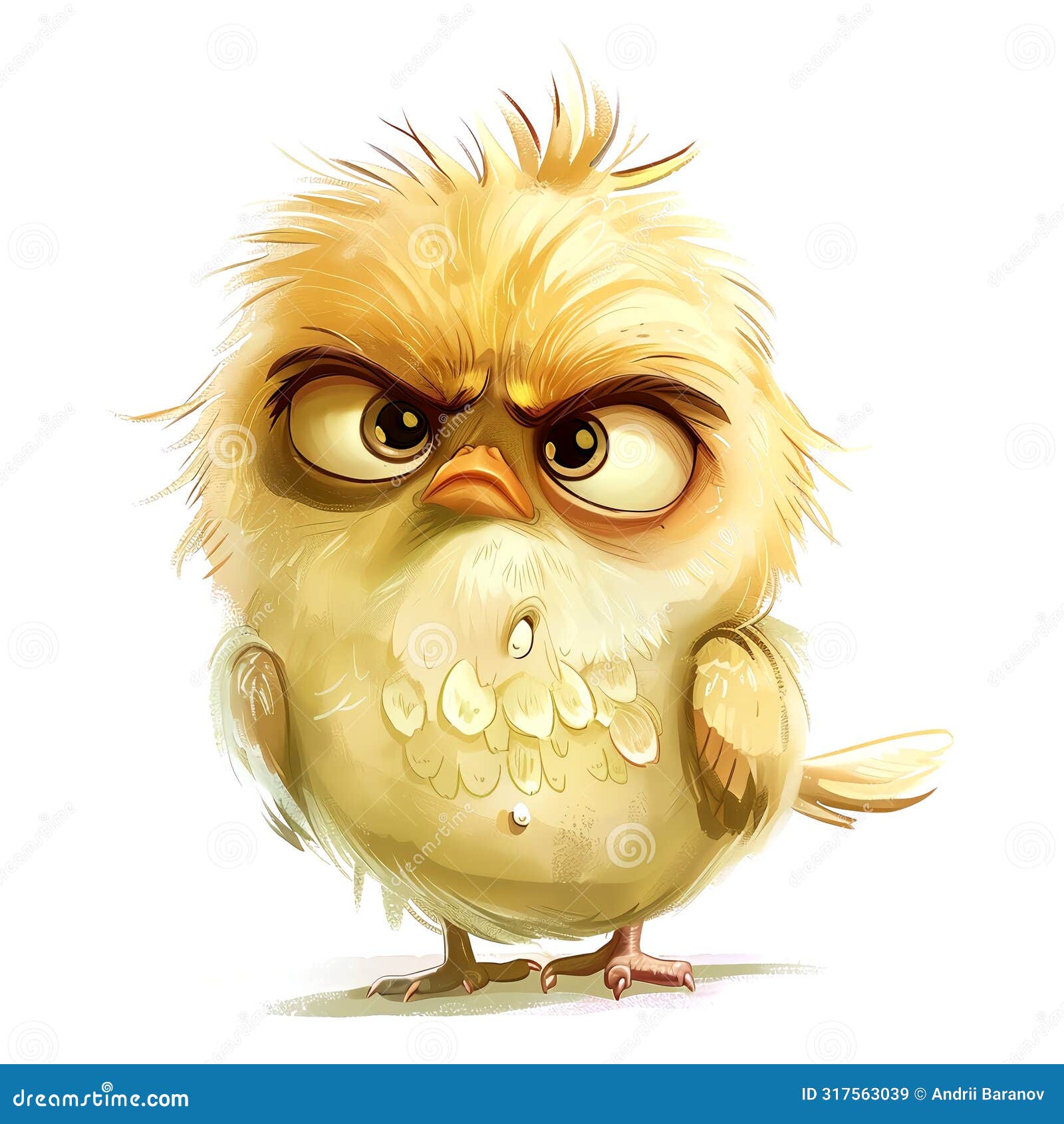 Grumpy Cute Bird. Sticker Clipart. AI Generated Stock Illustration ...