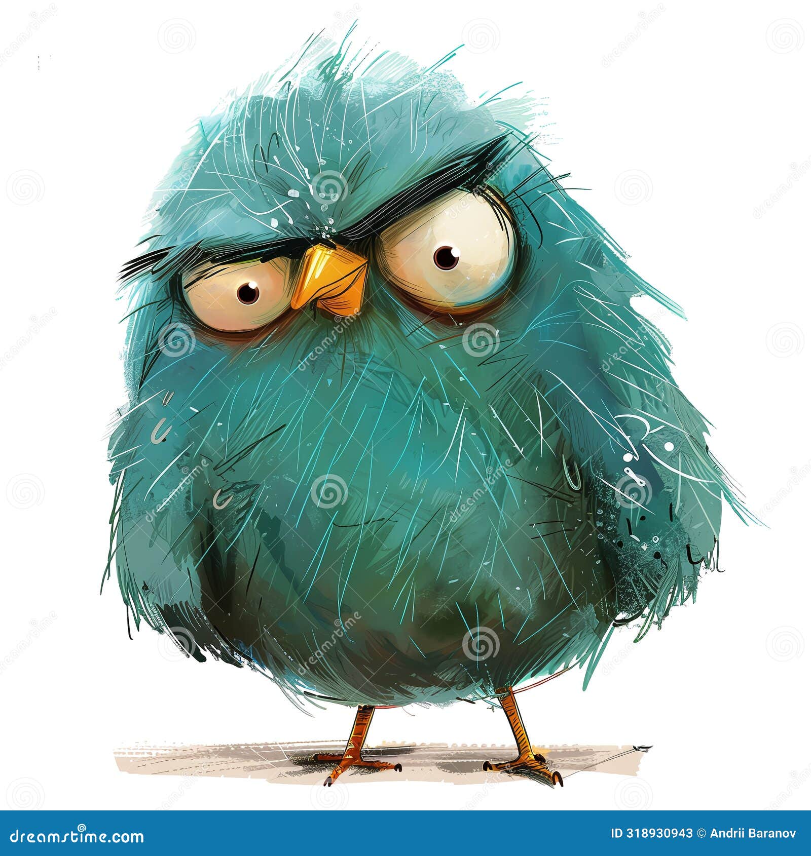 Grumpy Cute Bird. Sticker Clipart. AI Generated Stock Illustration ...