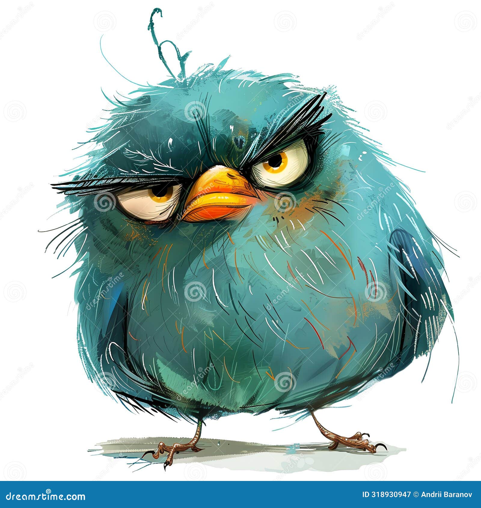 Grumpy Cute Bird. Sticker Clipart. AI Generated Stock Illustration ...
