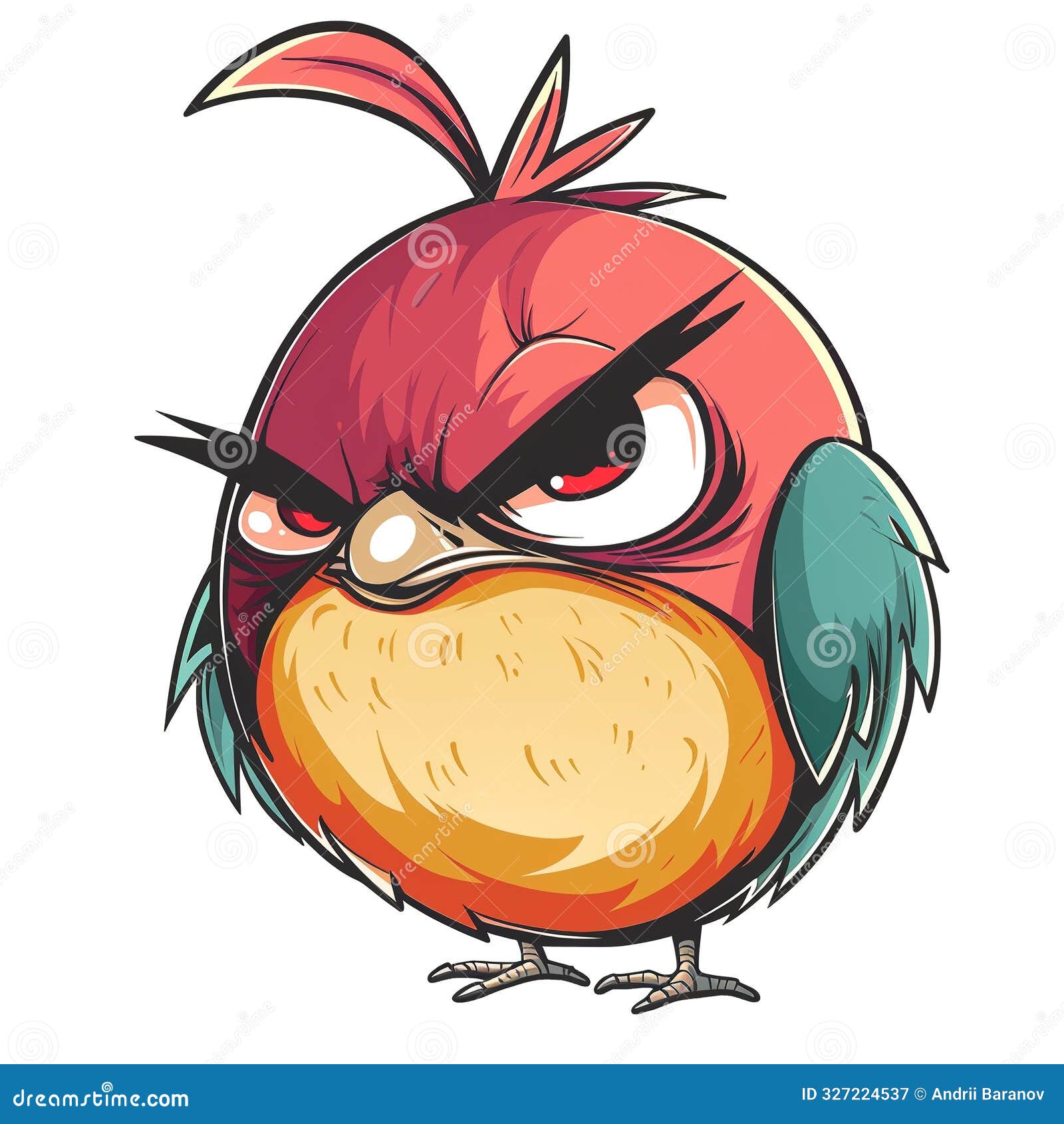 Grumpy Cute Bird. Sticker Clipart. AI Generated. Stock Illustration ...