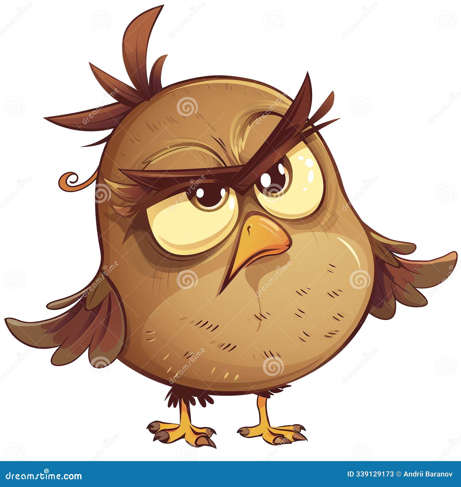 Grumpy Cute Bird. Sticker Clipart. AI Generated Stock Illustration ...