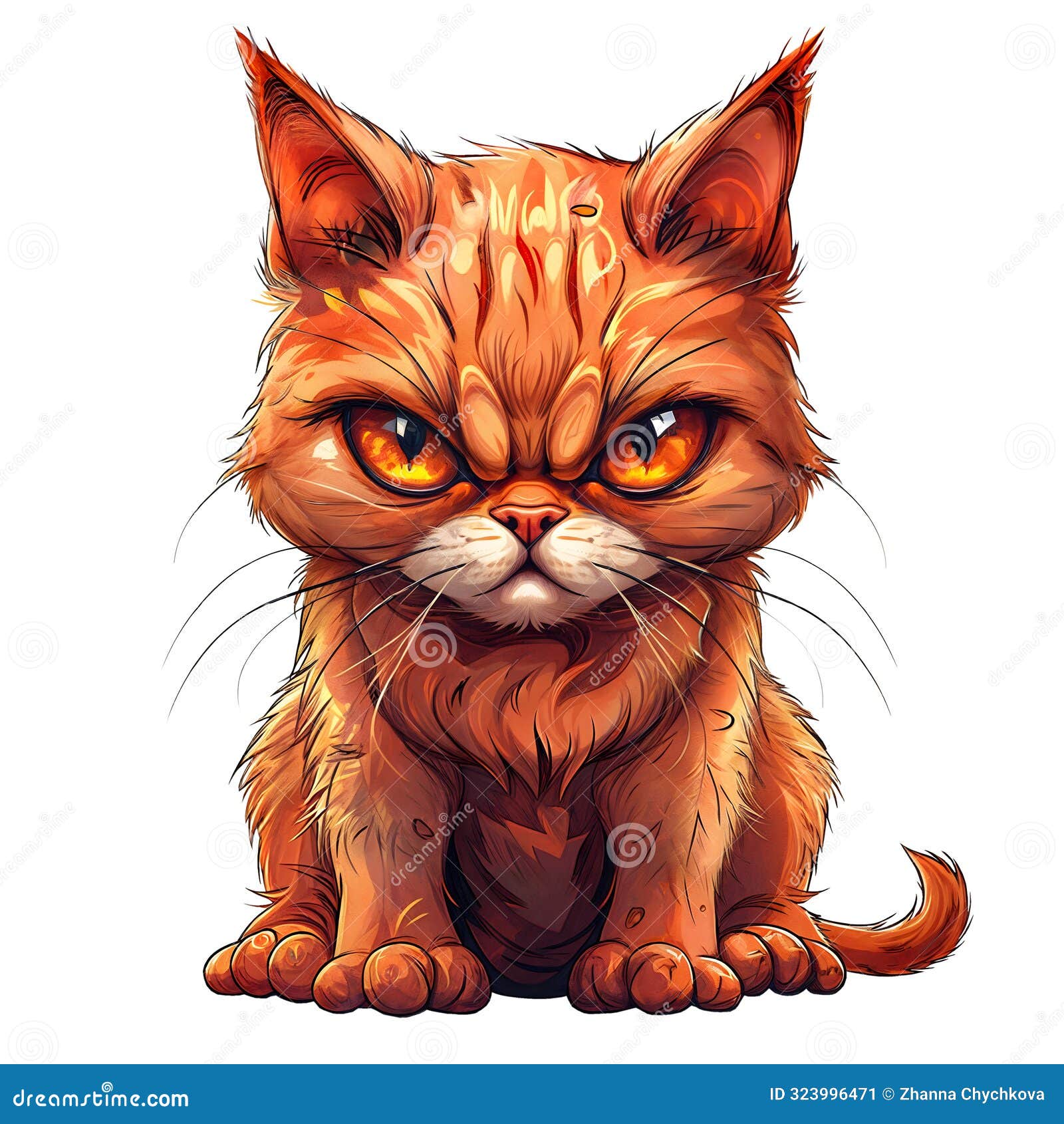 Grumpy and Cute Orange Cat Illustration Stock Illustration ...