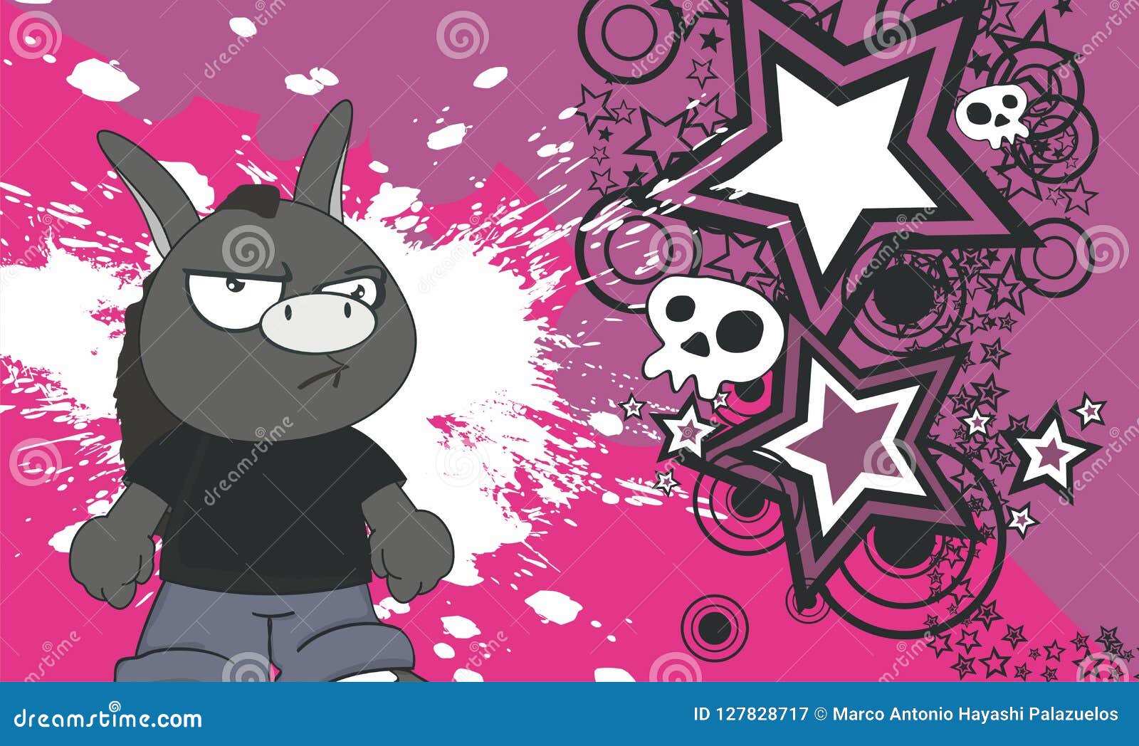 Grumpy Donkey Kid Cartoon Expression Background Stock Vector ...