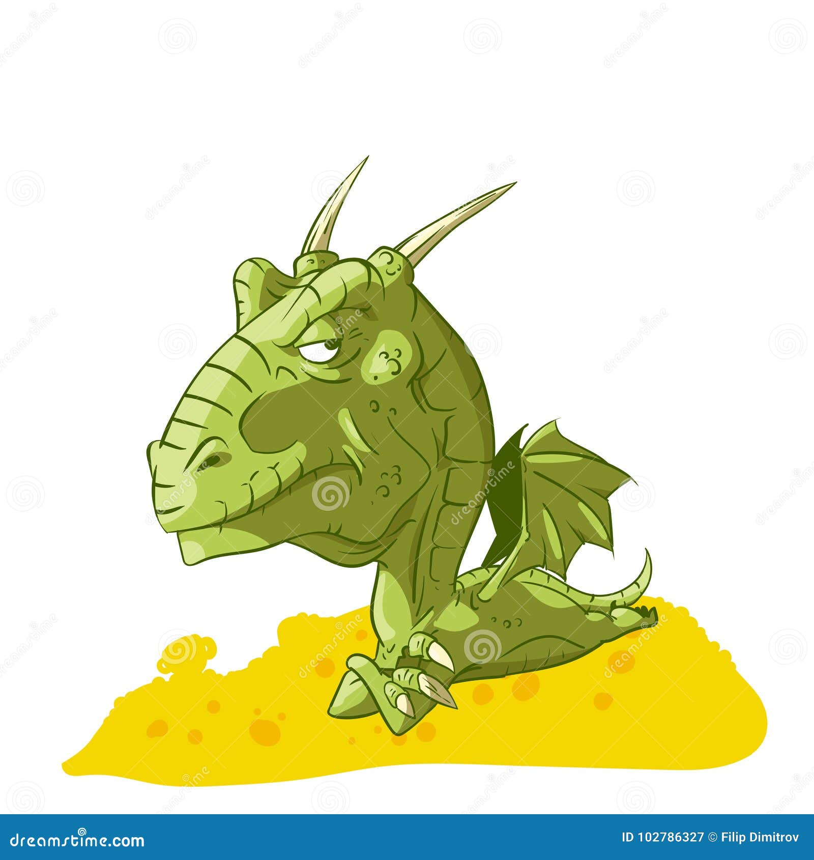 Grumpy dragon on treasure stock vector. Illustration of graphic - 102786327