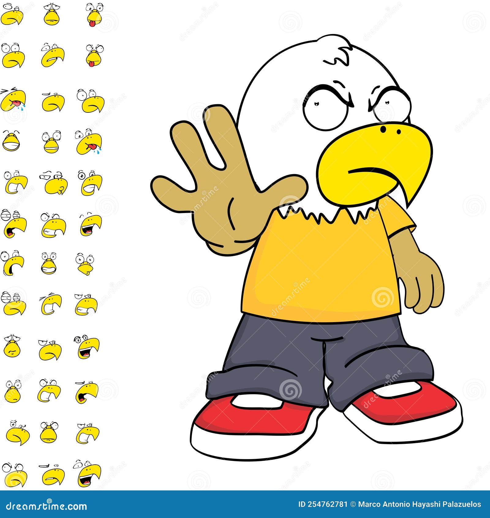 Grumpy Eagle Young Kid Character Cartoon Expressions Set Stock Vector ...
