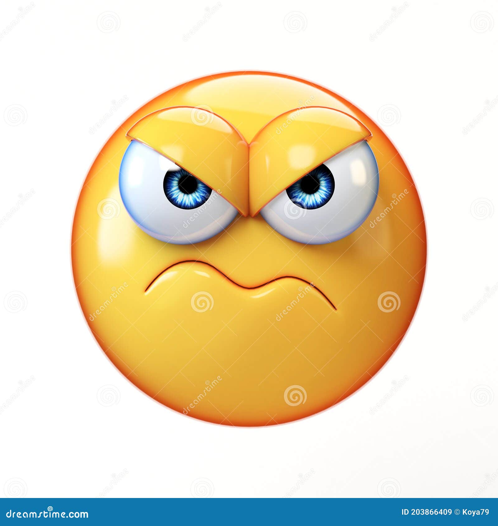 Grumpy Emoji Isolated On White Background, Frowned Emoticon 3d ...