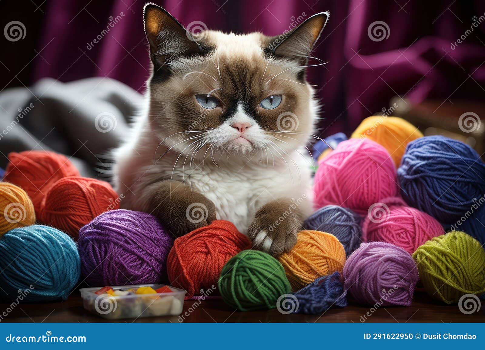 Grumpy Faced Cat Gets Dressed by Owner. Generative AI Stock Photo ...