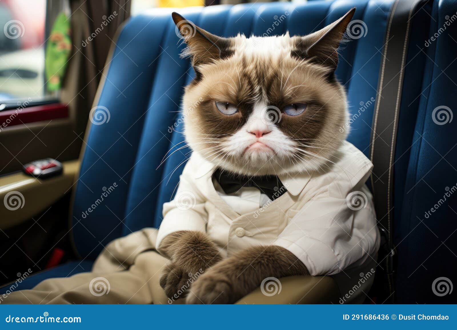 Grumpy Faced Cat Gets Dressed by Owner. Generative AI Stock Photo ...
