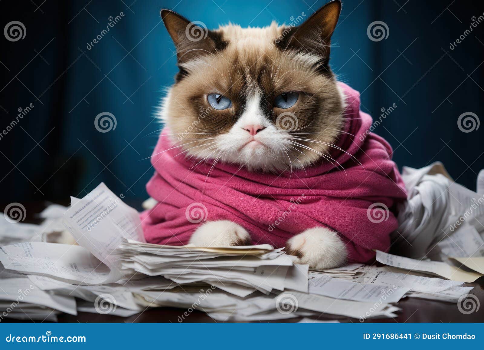 Grumpy Faced Cat Gets Dressed by Owner. Generative AI Stock Image ...