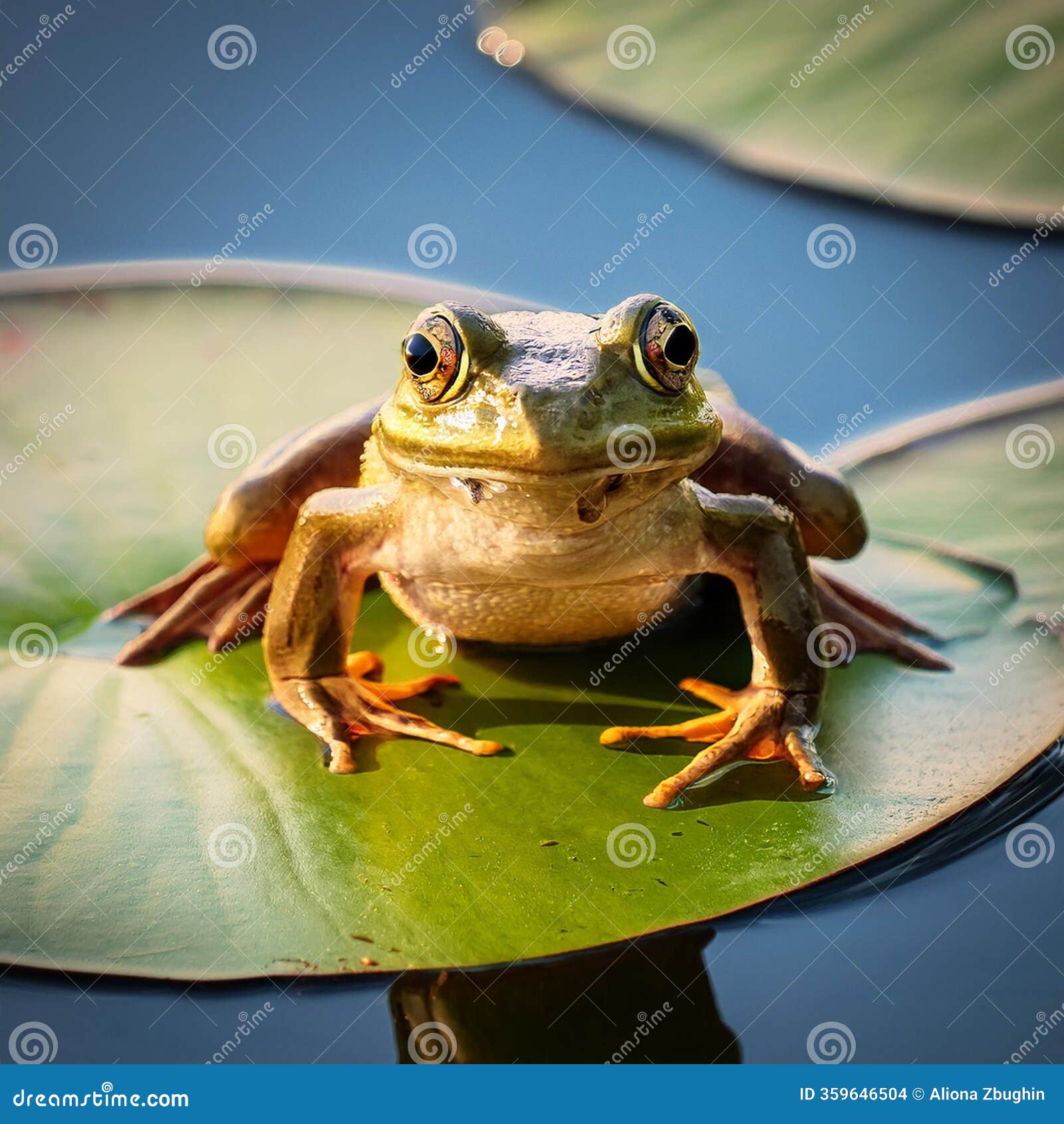 Grumpy Frog on a Tiny Lily Pad Stock Illustration - Illustration of ...