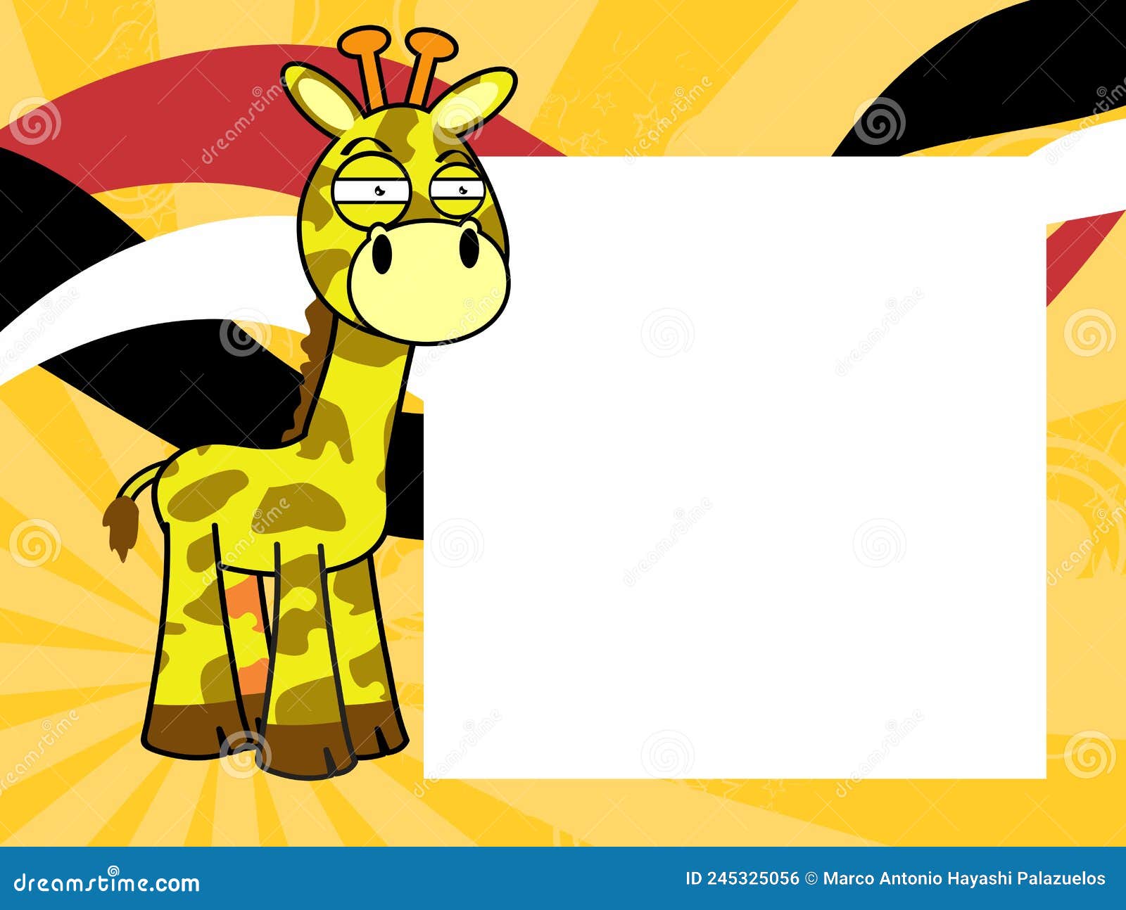 Grumpy Giraffe Cartoon Kawaii Expression Pictureframe Background | CartoonDealer.com #245325047