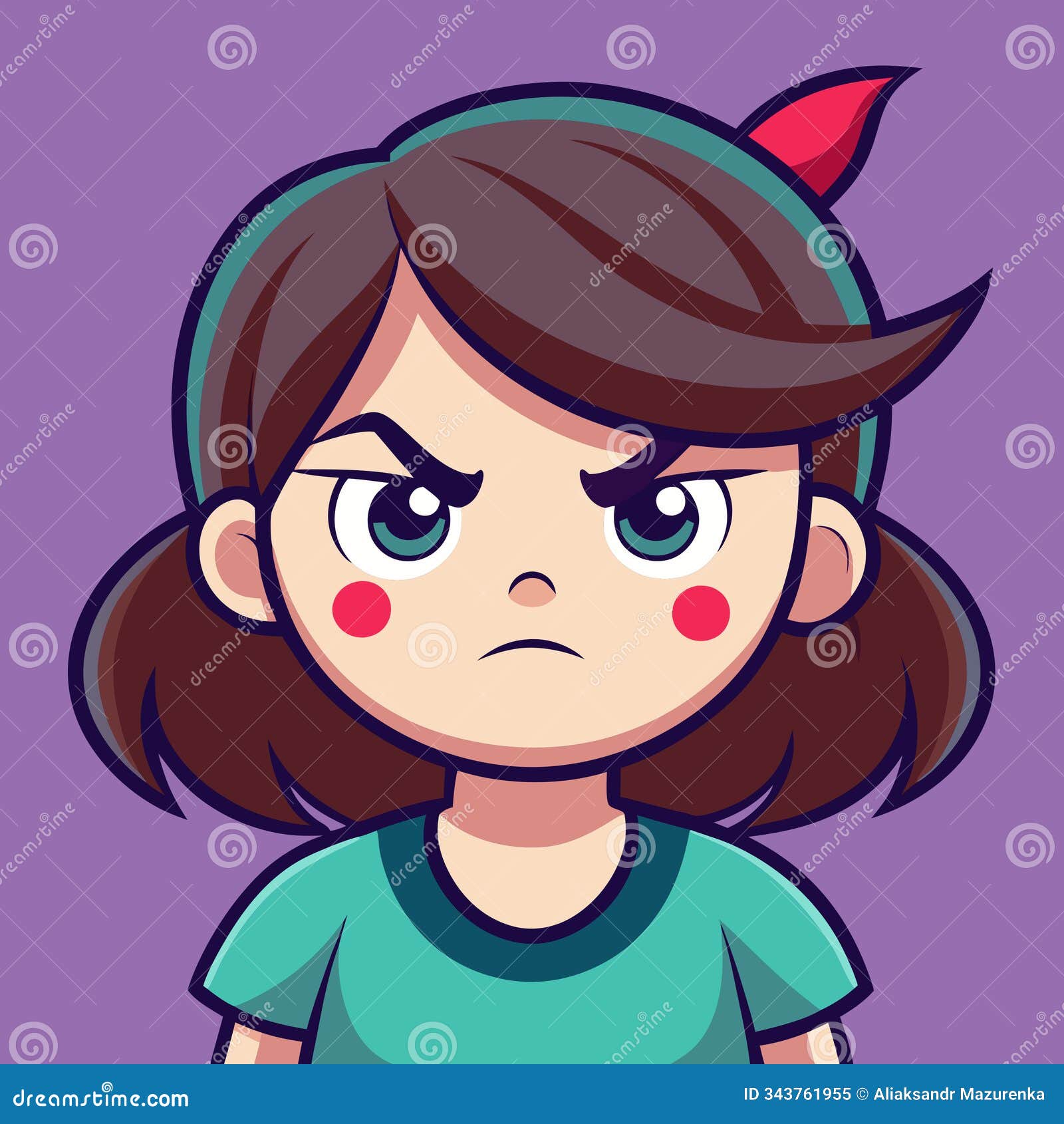Grumpy Girl With Toys And Folded Arms Grizzling And Crying Vector ...
